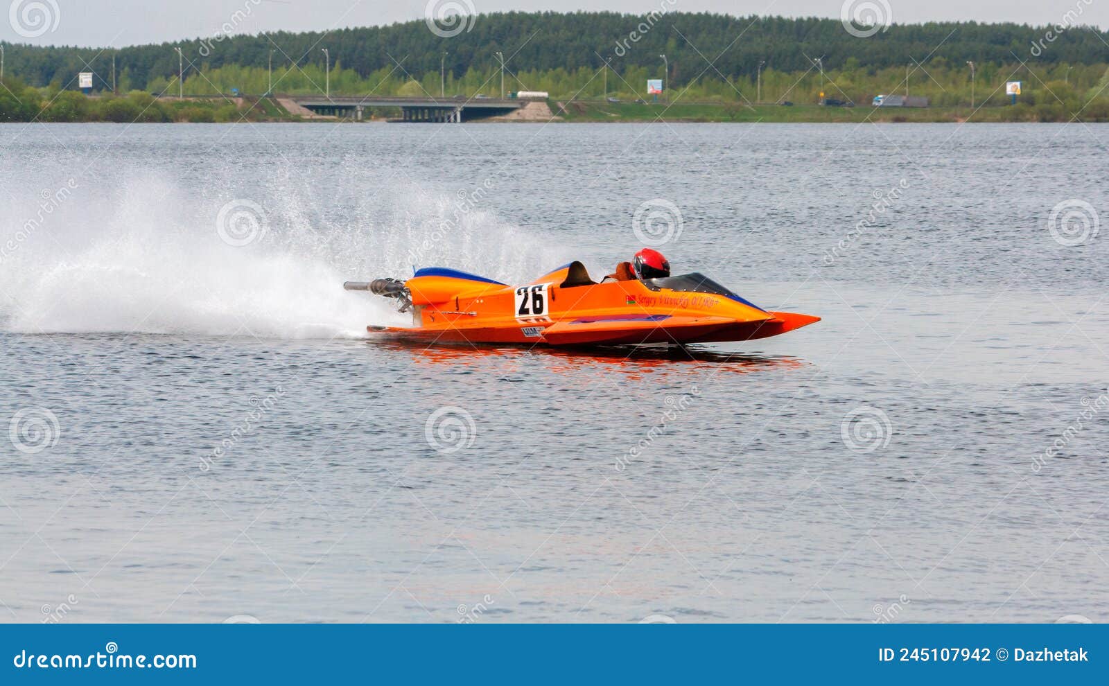 Bright Hydroplane Racing Boat Glides Over the Water Surface Editorial ...