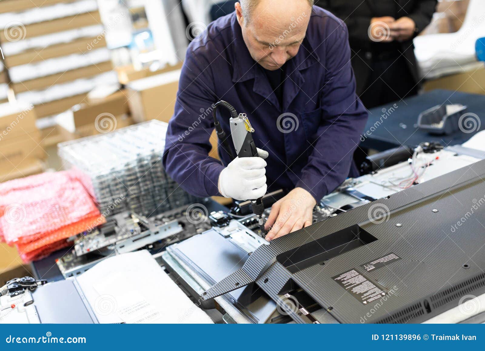 Minsk, Belarus - May 08, 2018: Workshop for Assembring Televisions ...