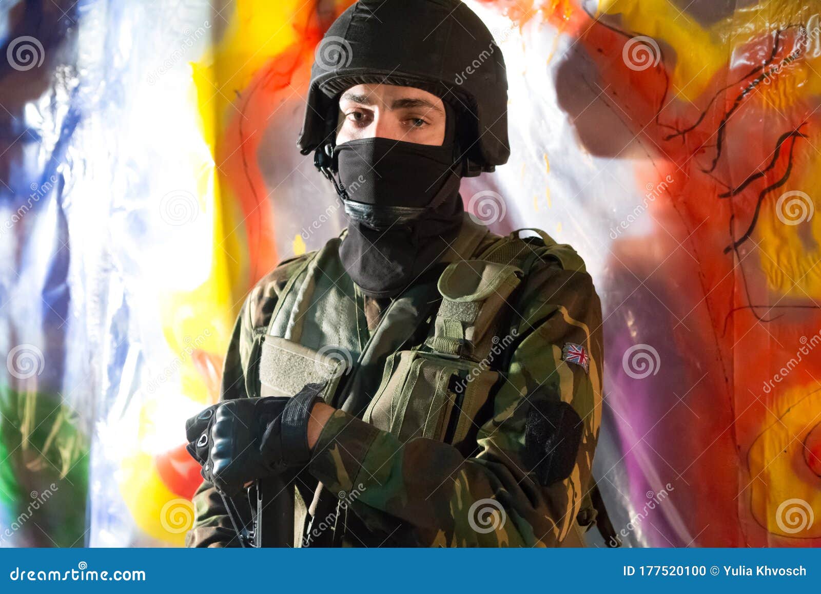 Soldier In Gas Mask In Underground To Protect From Nuclear War ...