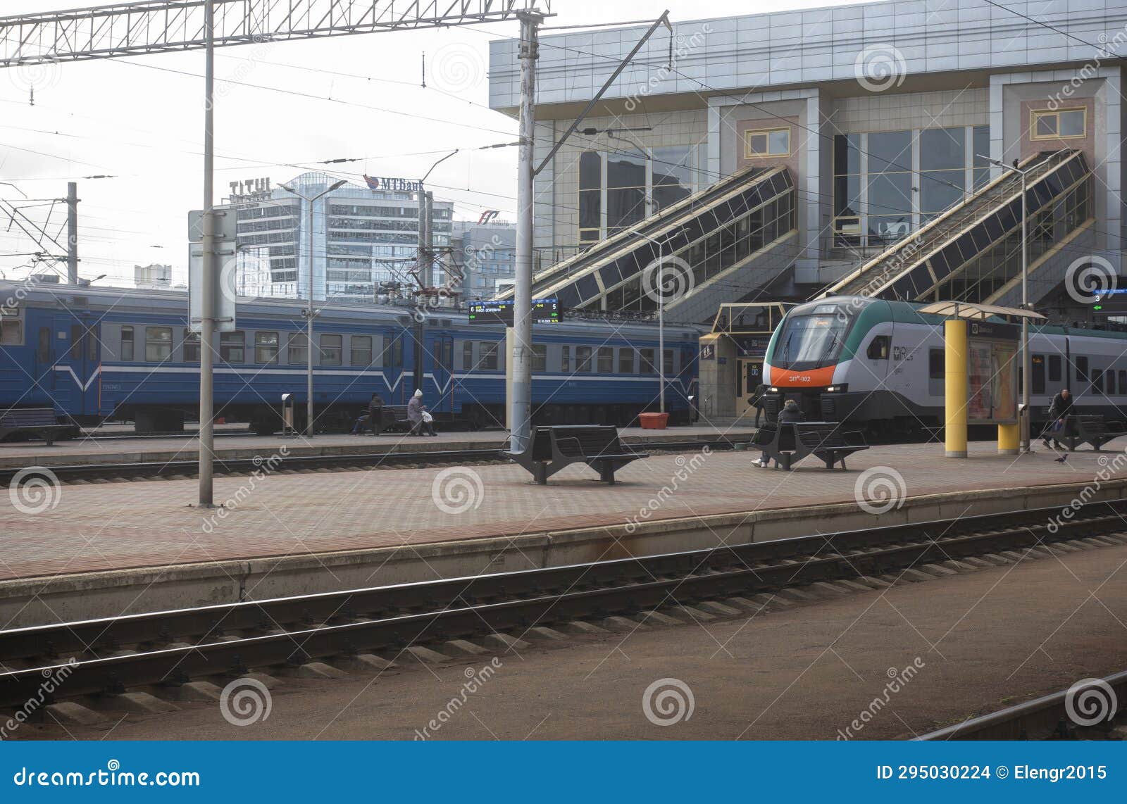 Trains Standing at the Platforms of the Railway Station in Minsk ...