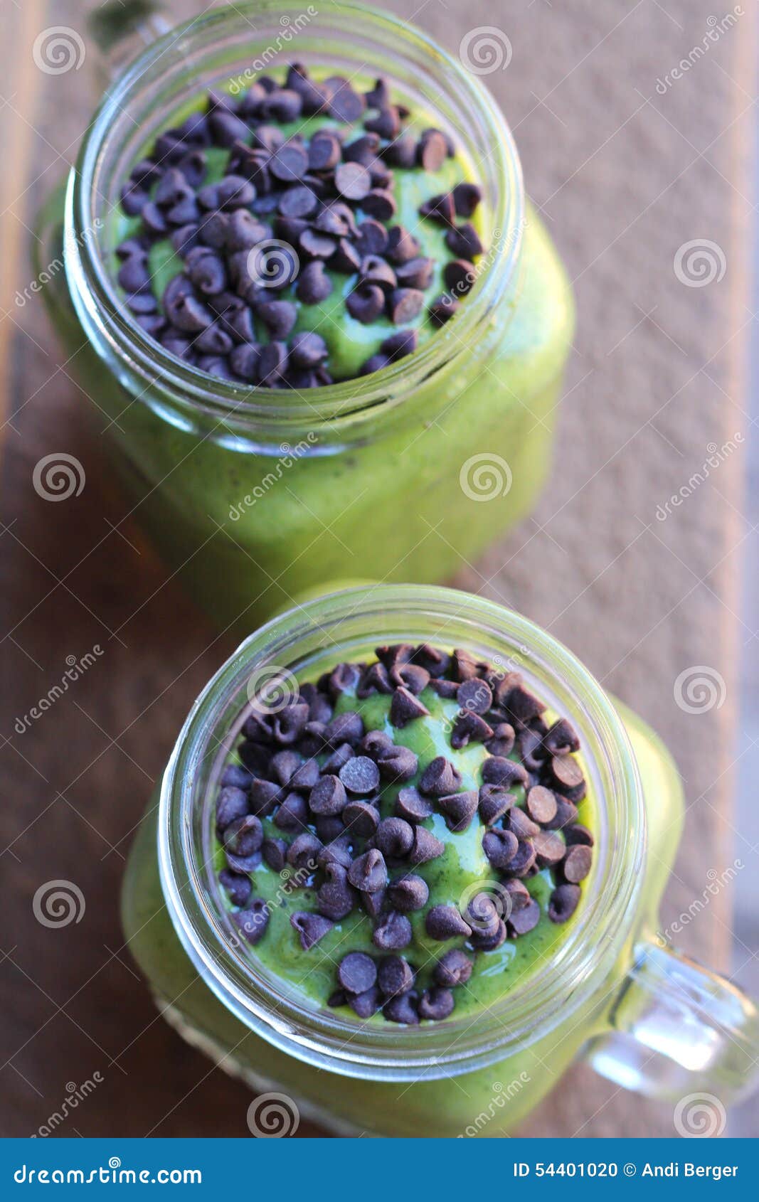 Mint Chocolate Chip Smoothie Mug Vertical Stock Photo - Image of foods ...