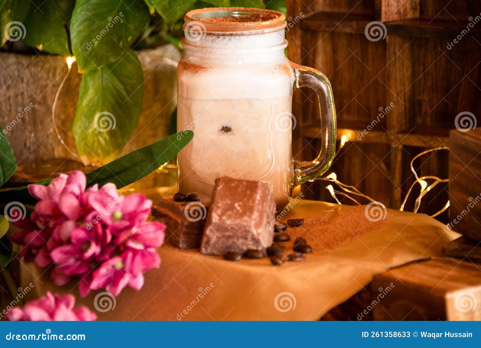 Mint Chocolate Frappe Served in Mug Isolated on Table Side View Stock ...