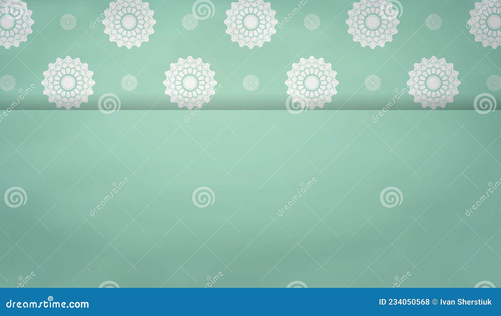Mint Color Background with Luxurious White Ornaments for Design Under ...