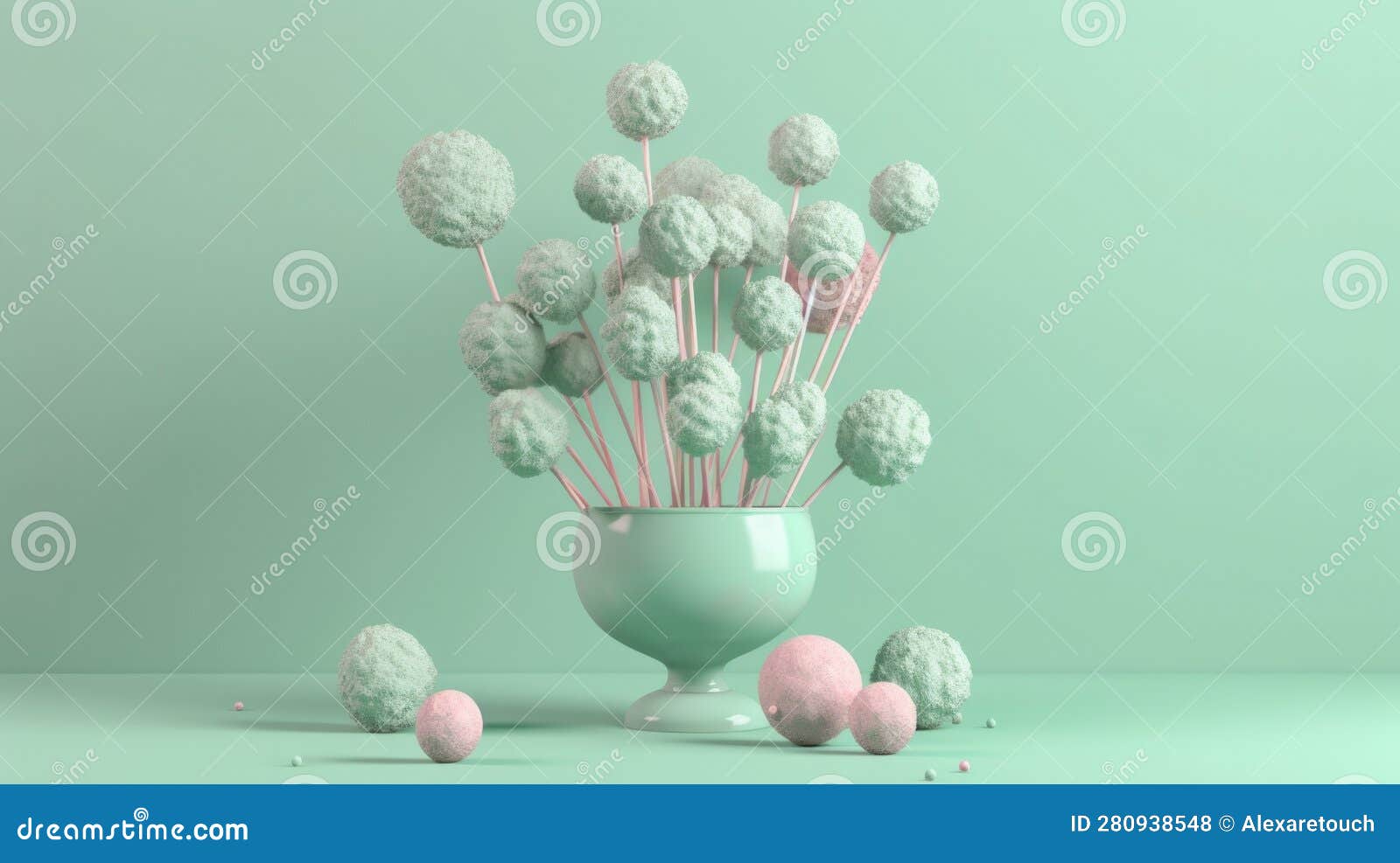 Mint Color Items on a Pink Background. Visualization of the Space of a ...