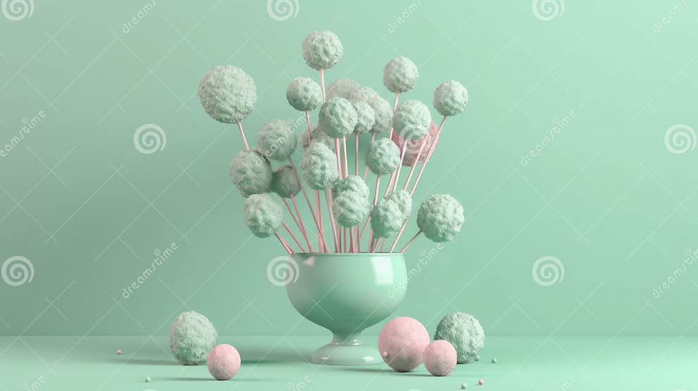 Mint Color Items on a Pink Background. Visualization of the Space of a ...