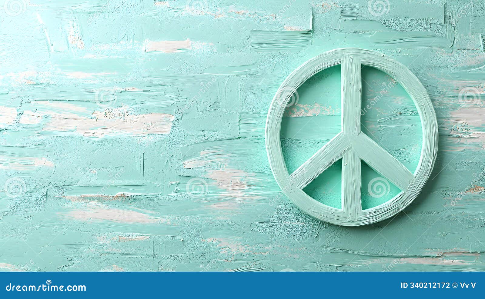 Mint-colored Peace Symbol on Textured Wall Stock Illustration ...