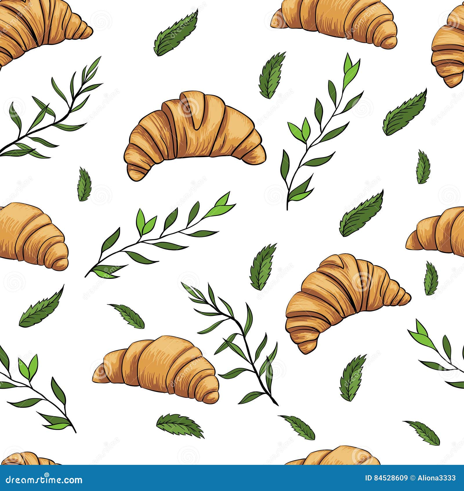 Mint croissant pattern stock vector. Illustration of appetizing - 84528609