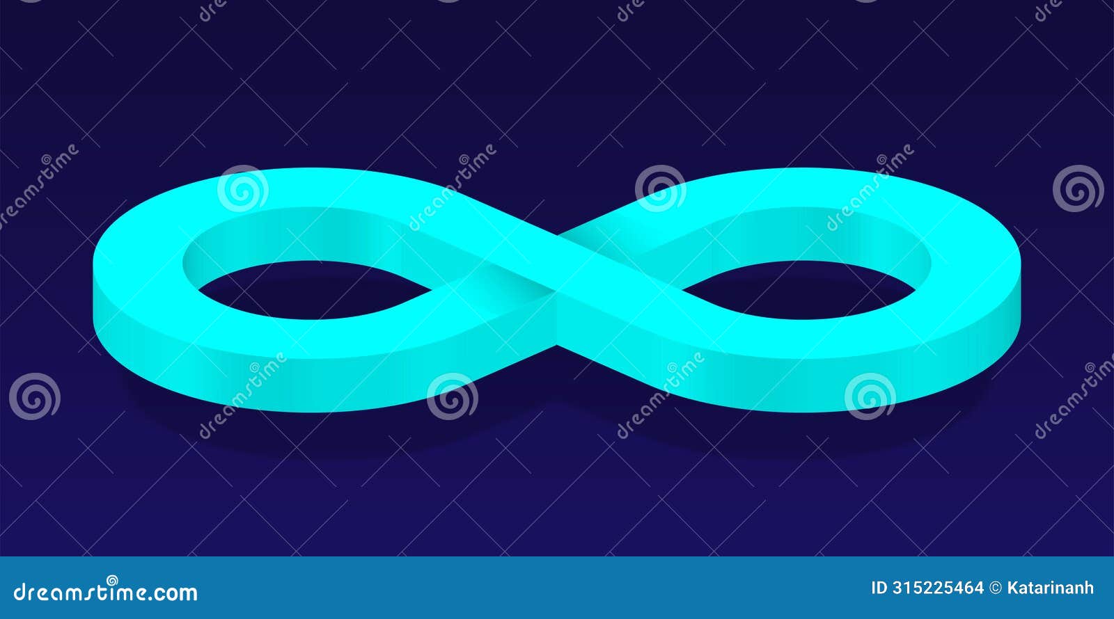 Mint 3D Infinity Symbol on Dark Blue Background. Endless Vector Logo ...