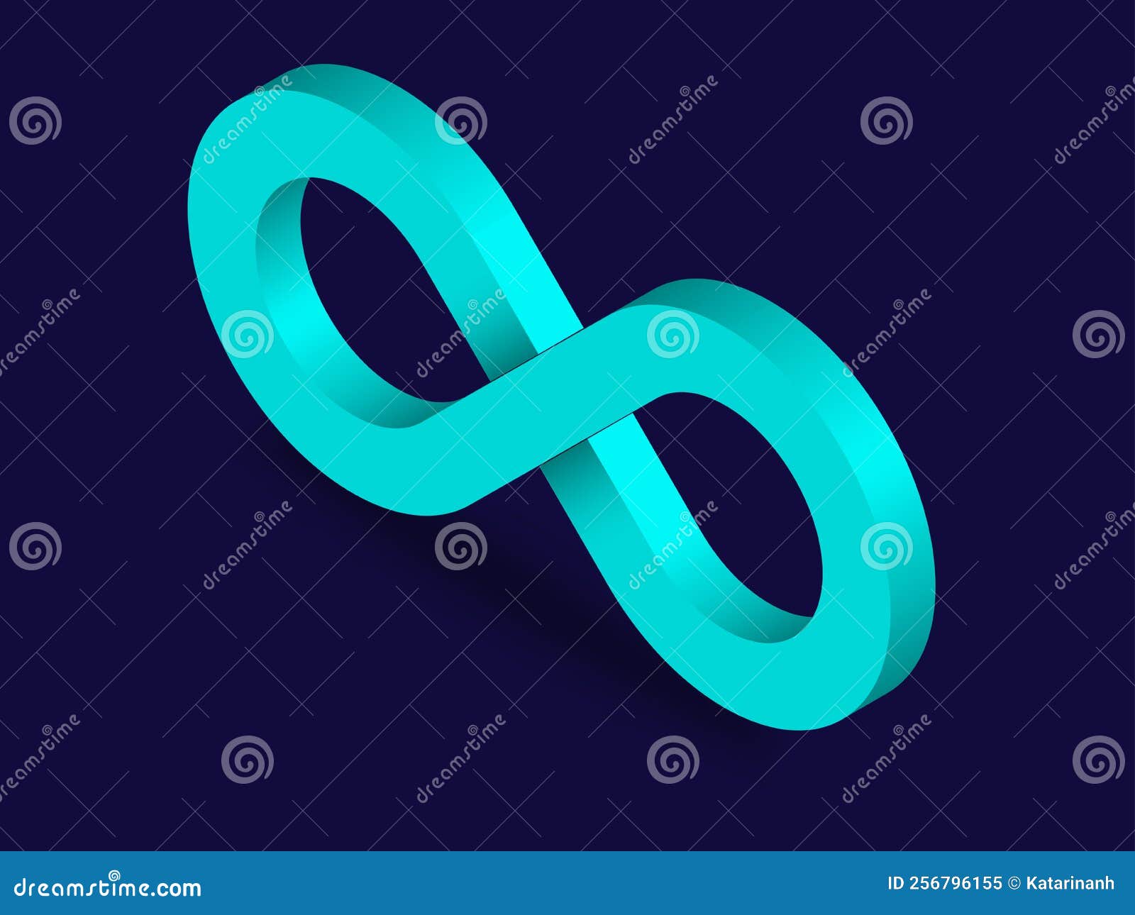 Mint 3D Infinity Symbol on Dark Blue Background. Endless Vector Logo ...