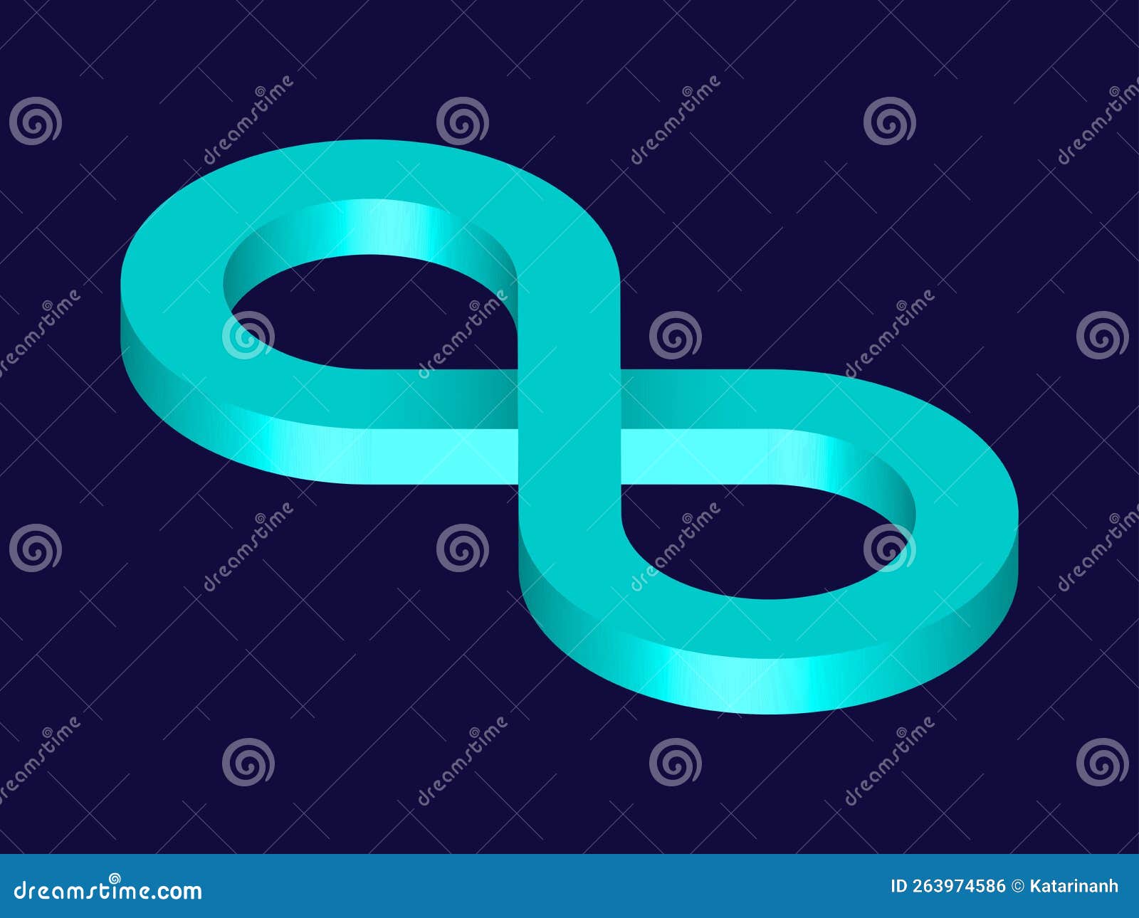 Mint 3D Infinity Symbol on Dark Blue Background. Endless Vector Logo ...