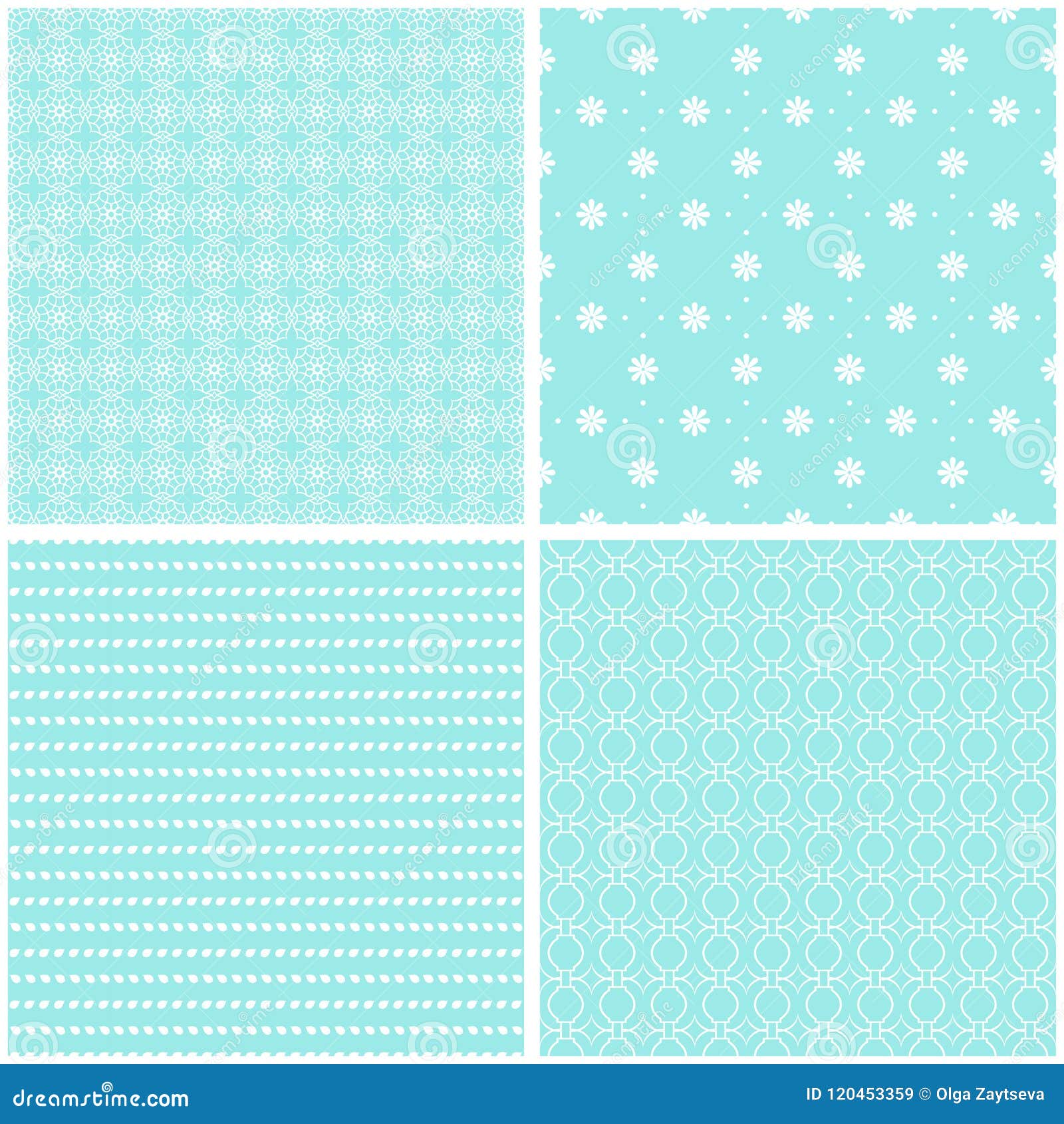 Mint Different Vector Seamless Patterns Stock Vector - Illustration of ...