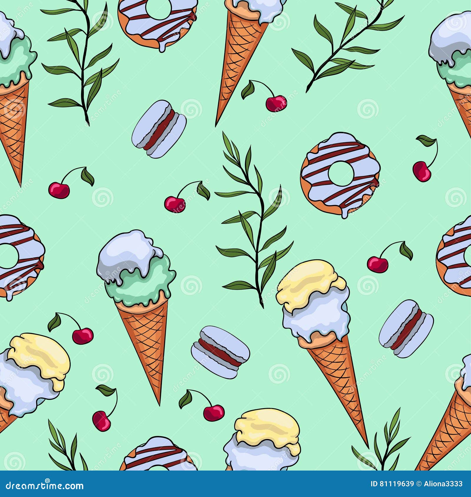 Mint fresh sweets pattern stock vector. Illustration of donut - 81119639