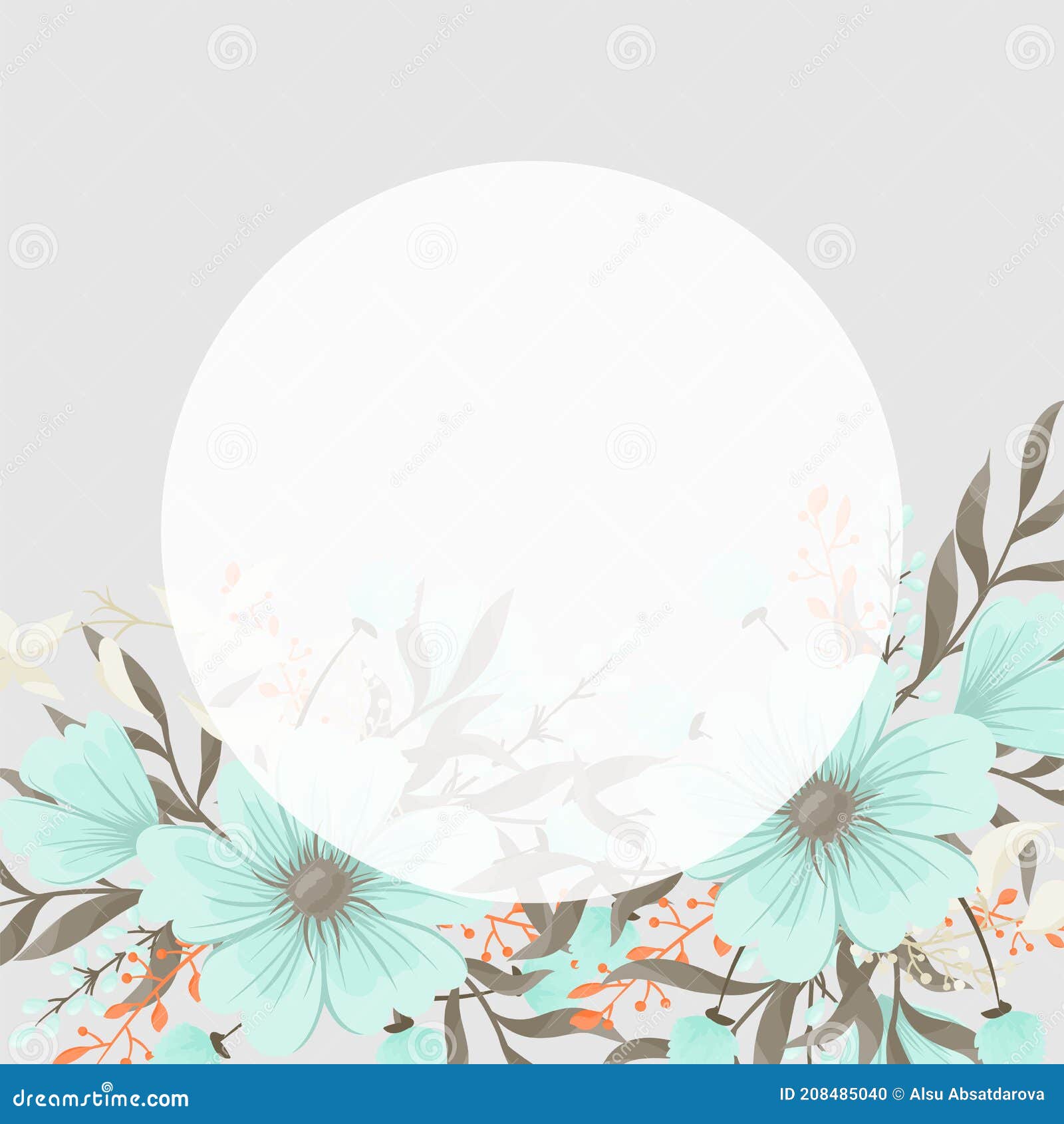 Mint Green Floral Background Flower Border Stock Vector - Illustration ...