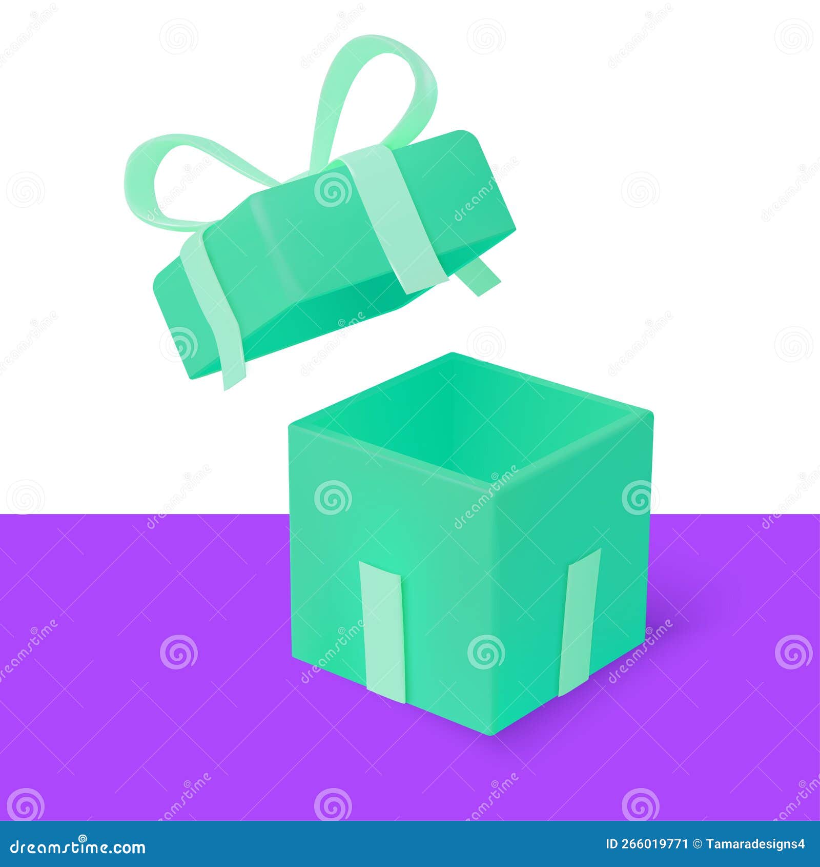 Mint Green Gift Box with Top Opened Stock Vector - Illustration of gold ...