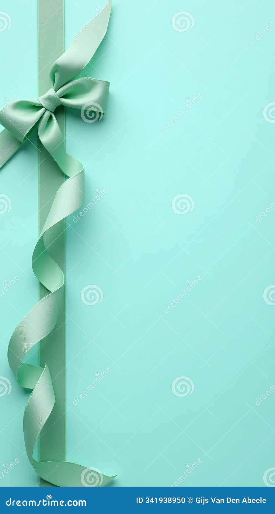 Mint Green Ribbon on Light Blue Background Stock Illustration ...