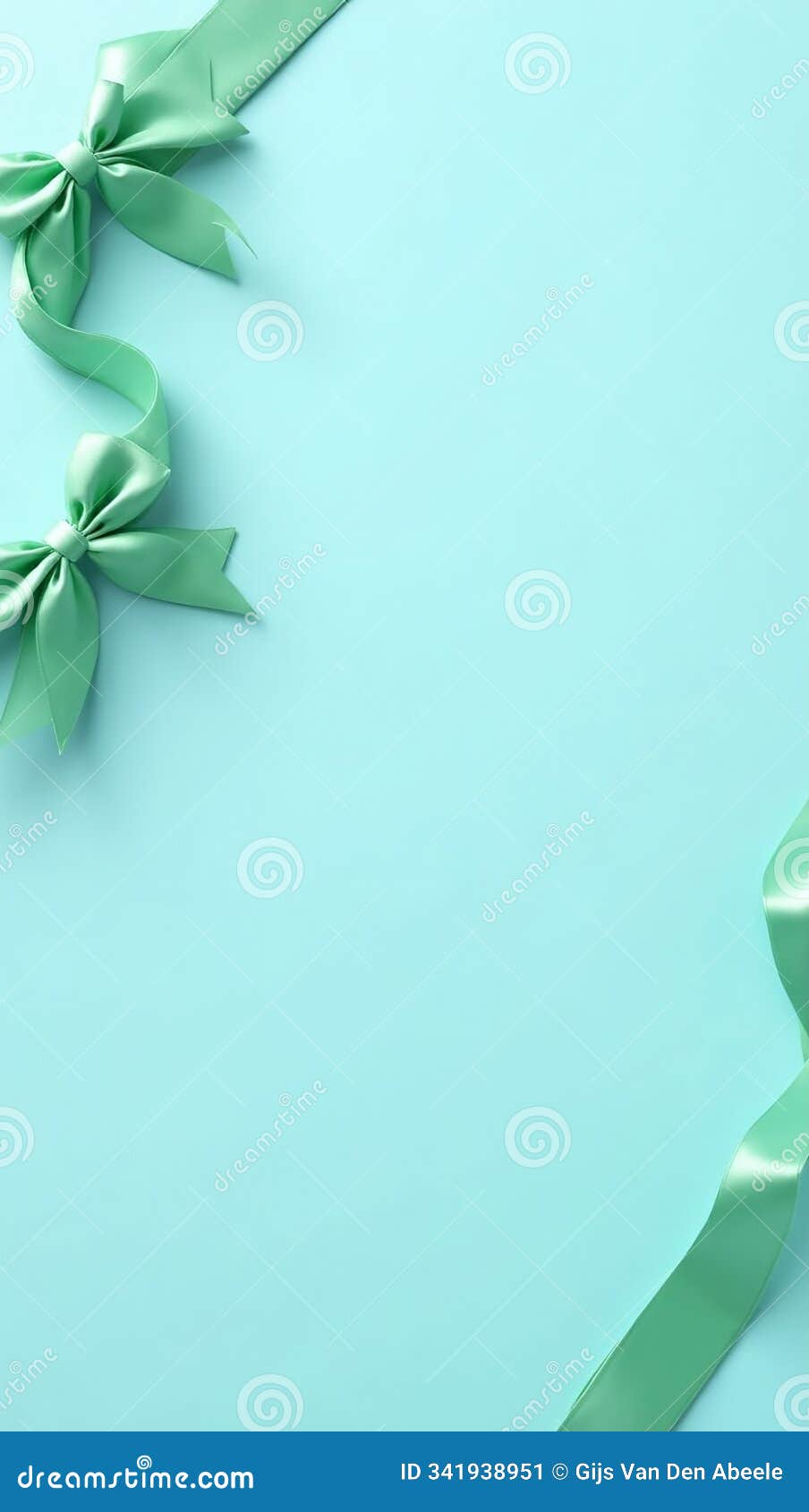 Mint Green Ribbon on Light Blue Background Stock Illustration ...