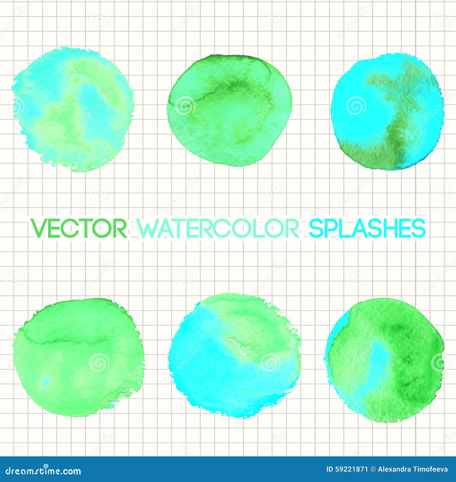 Mint Green Watercolor Round Shaped Design Elements Stock Vector ...