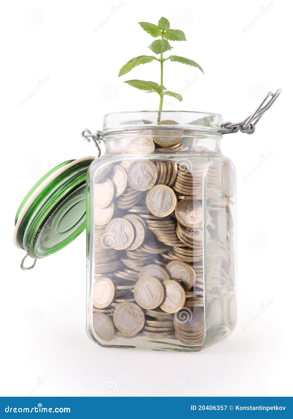 Mint Growing from a Open Glass Jar Stock Image - Image of glass, green ...