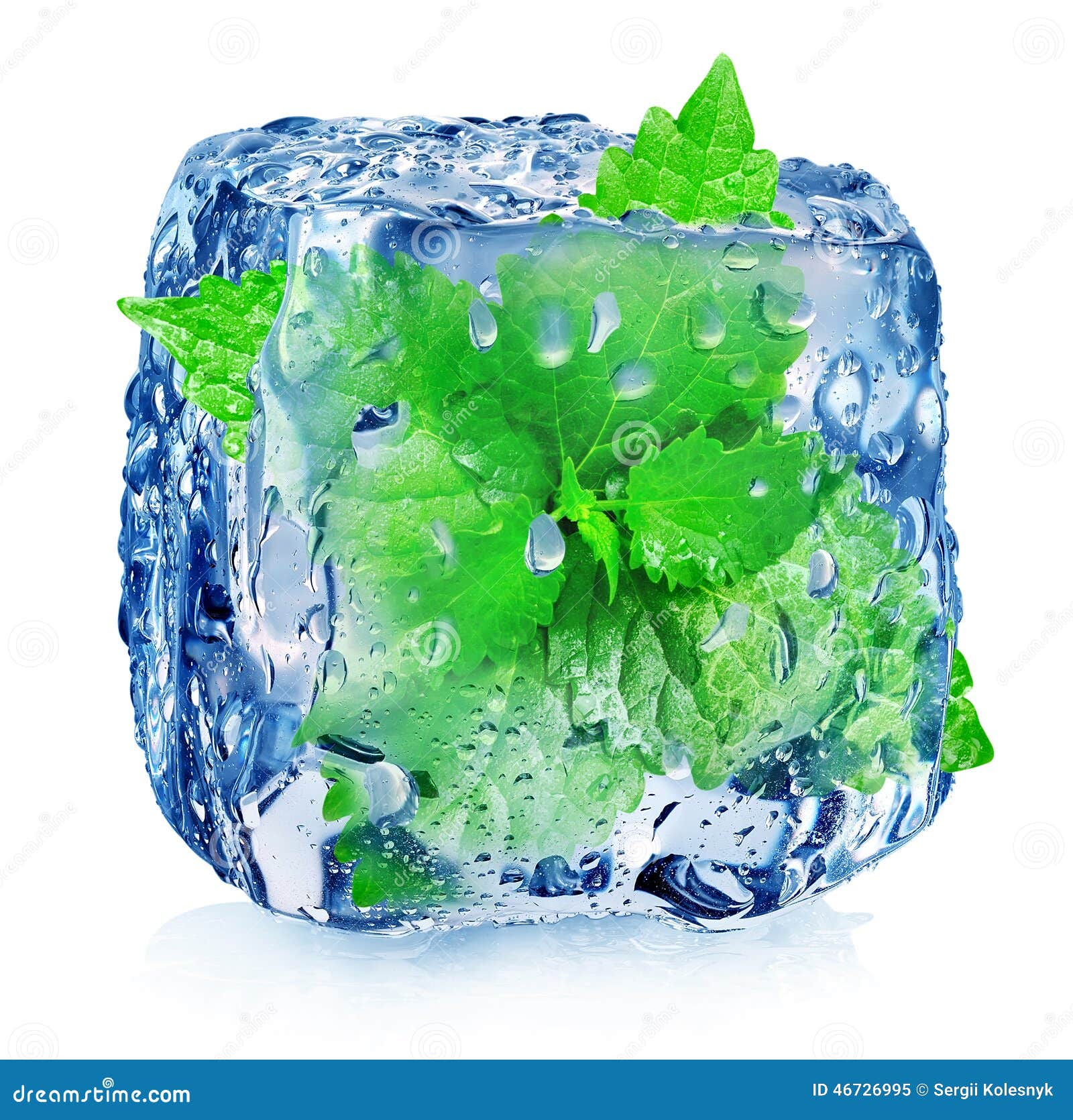 Mint in ice cube stock image. Image of render, abstract - 46726995