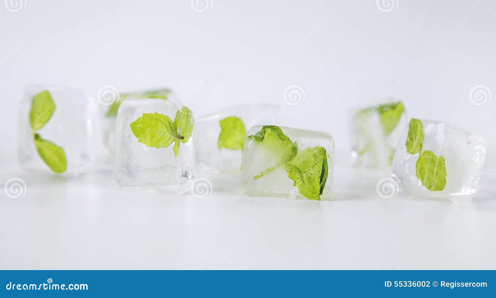 Mint in ice cubes stock photo. Image of peppermint, isolated - 55336002