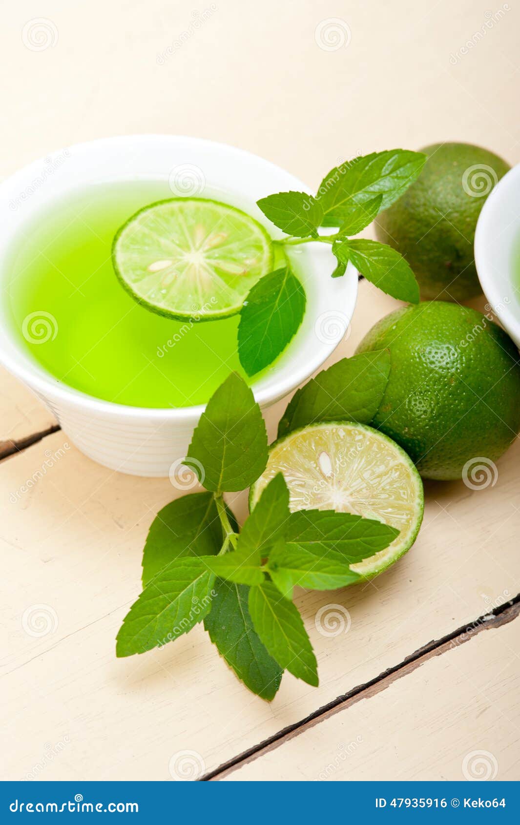 Mint Infusion Tea Tisane with Lime Stock Photo - Image of garnish ...