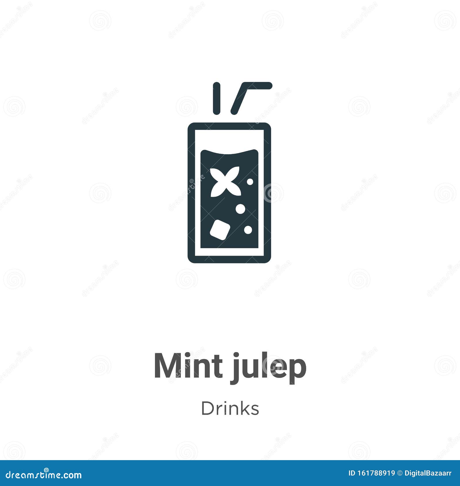 Mint Julep Vector Icon on White Background. Flat Vector Mint Julep Icon ...