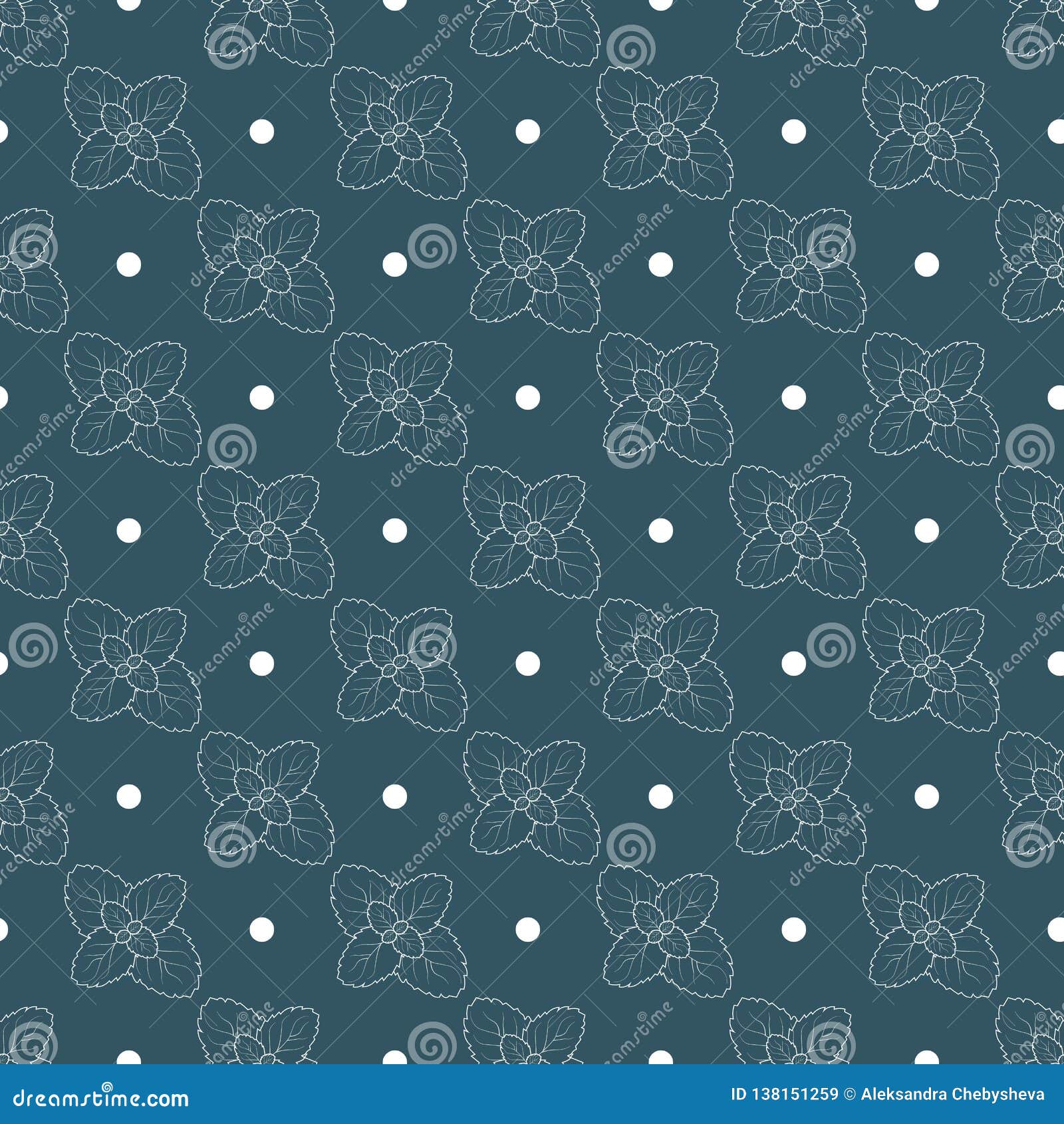 Mint Leaf Background. Ecology Mint Seamless Pattern Stock Illustration ...