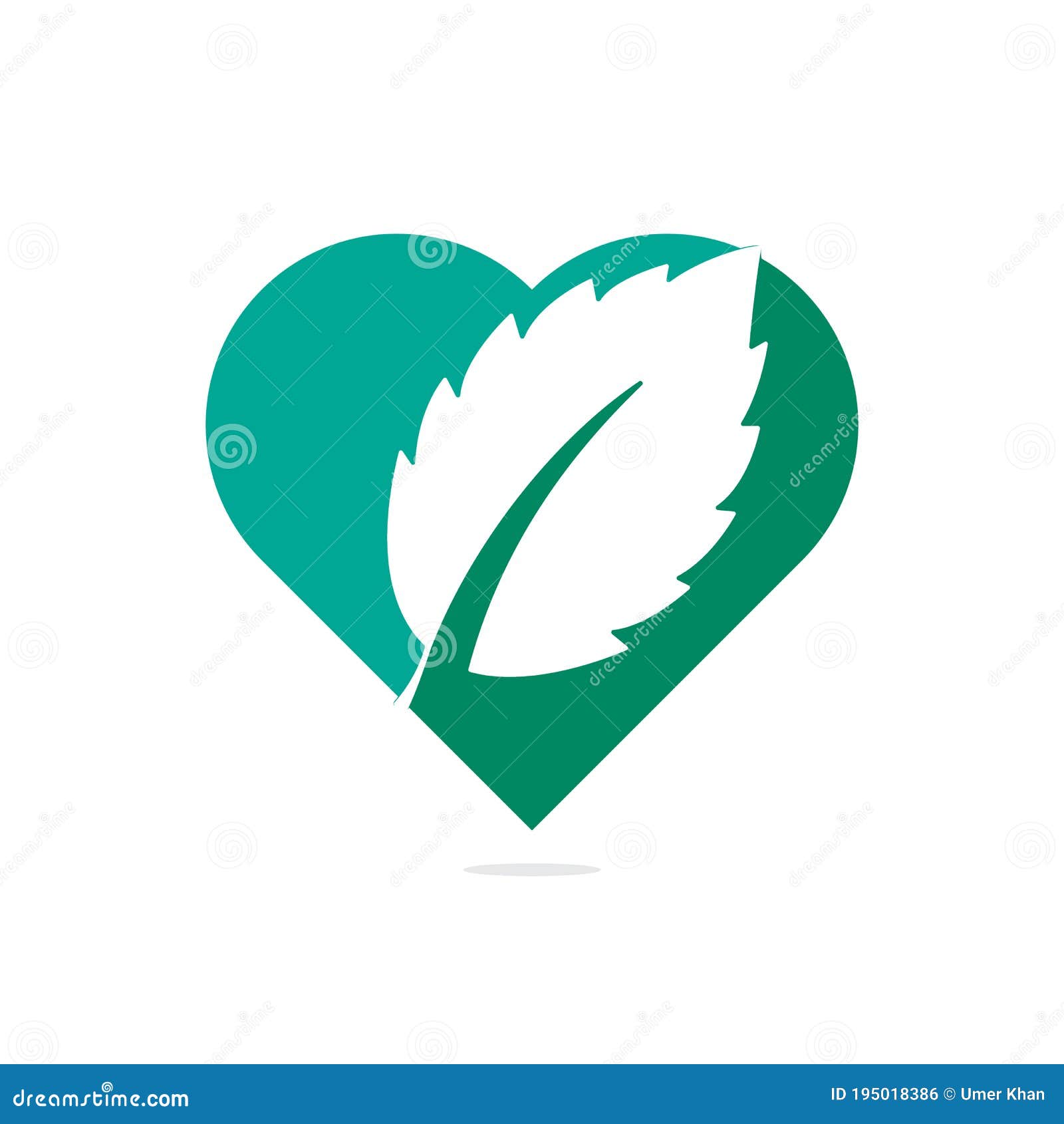 Mint Leaf Heart Shape Concept Logo. Stock Vector - Illustration of ...
