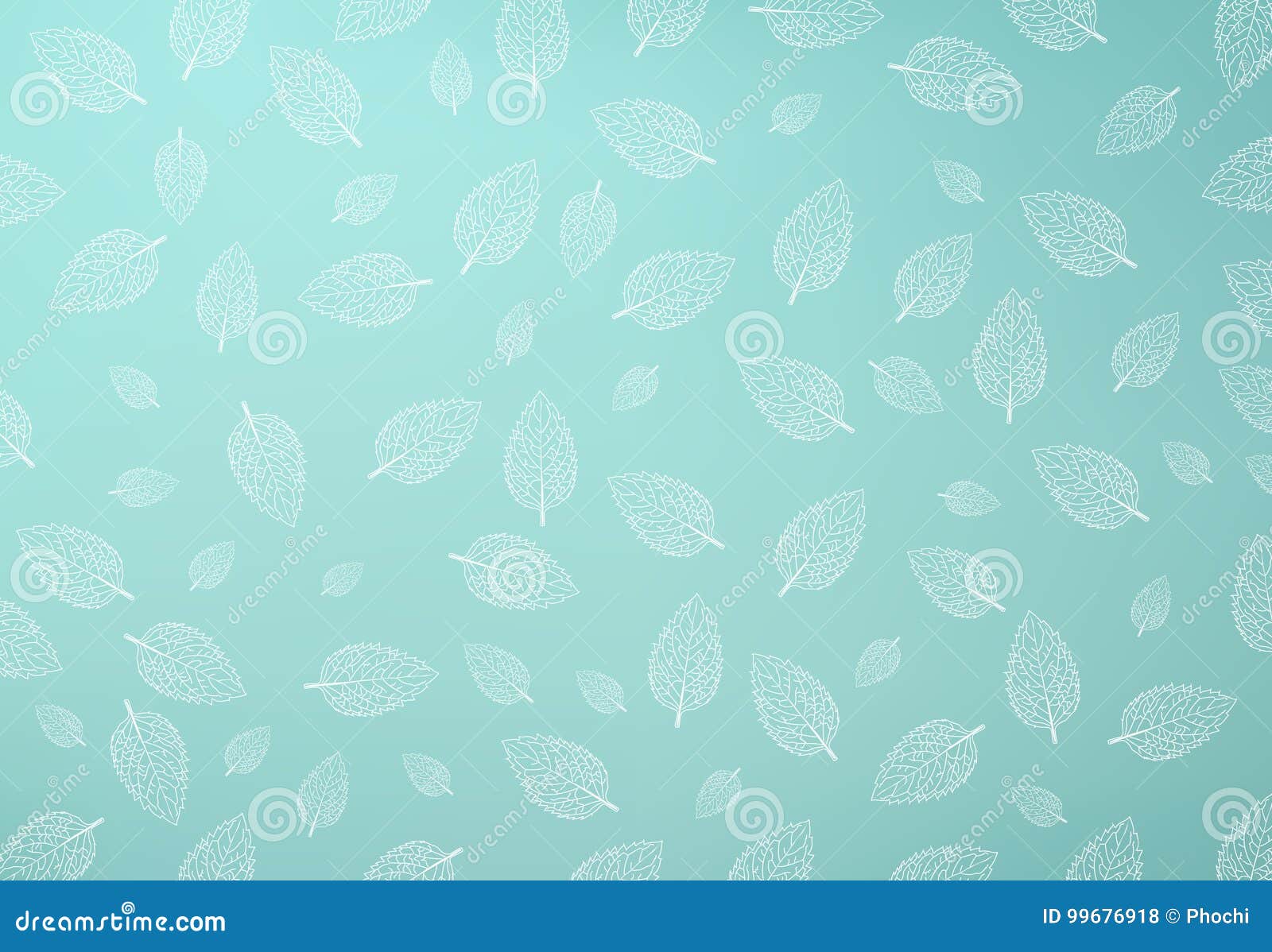 Mint Leaf Pattern, Green Mint Gradient Mesh Background Stock Vector ...