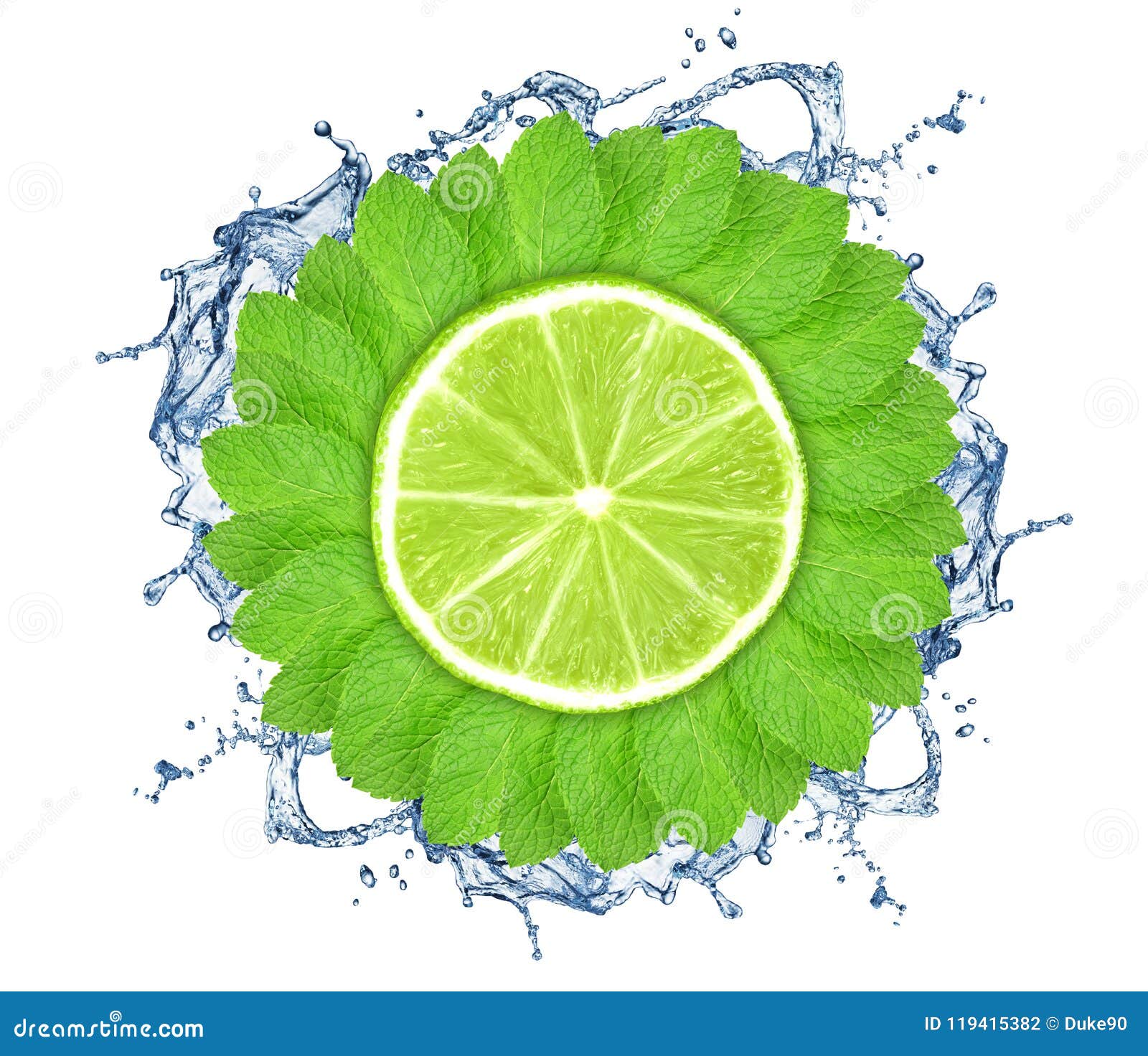 Mint Leaves in Circle with Lime Stock Photo - Image of freshness ...