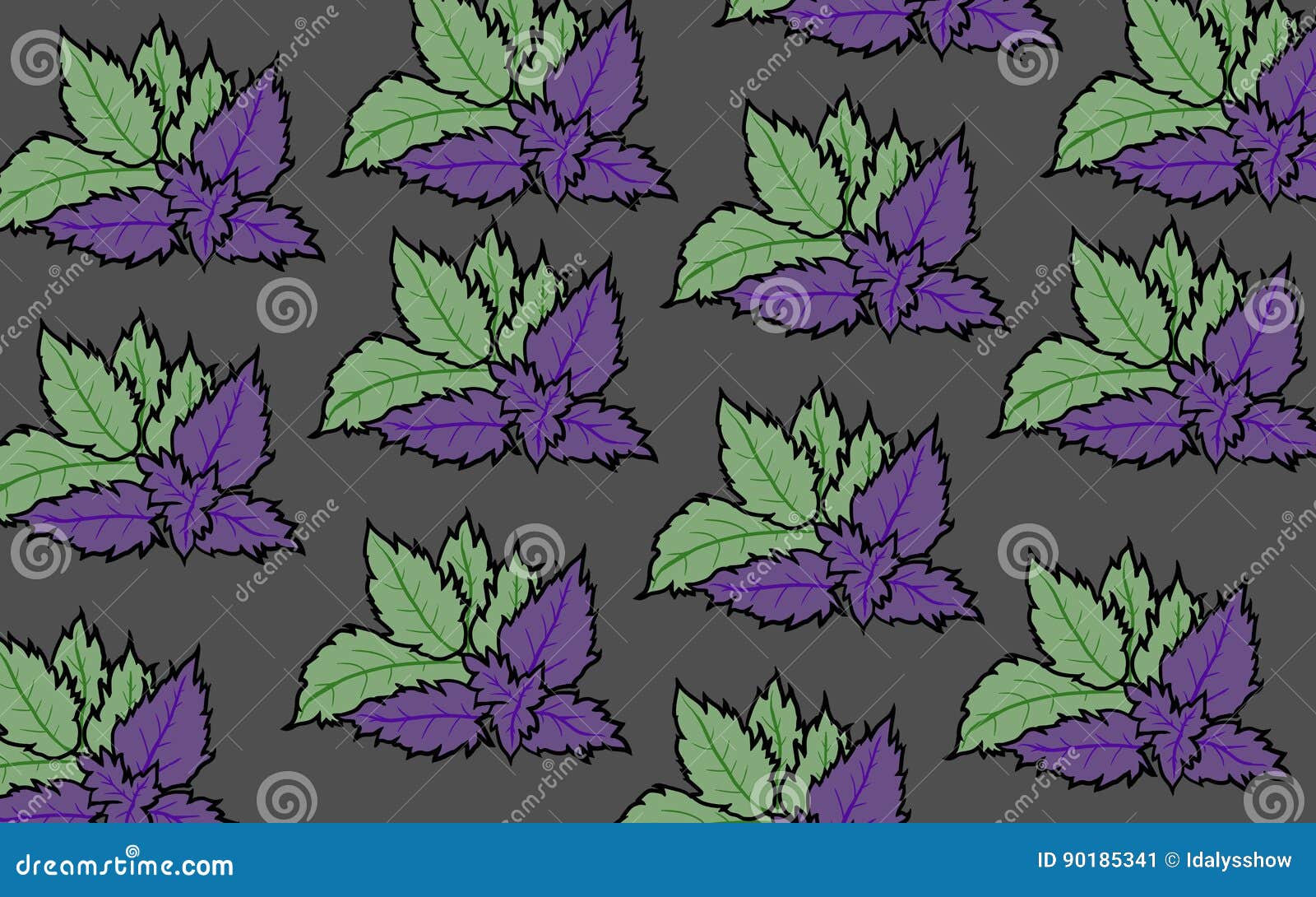 Mint Leaves Purple Background Illustration Stock Illustration ...