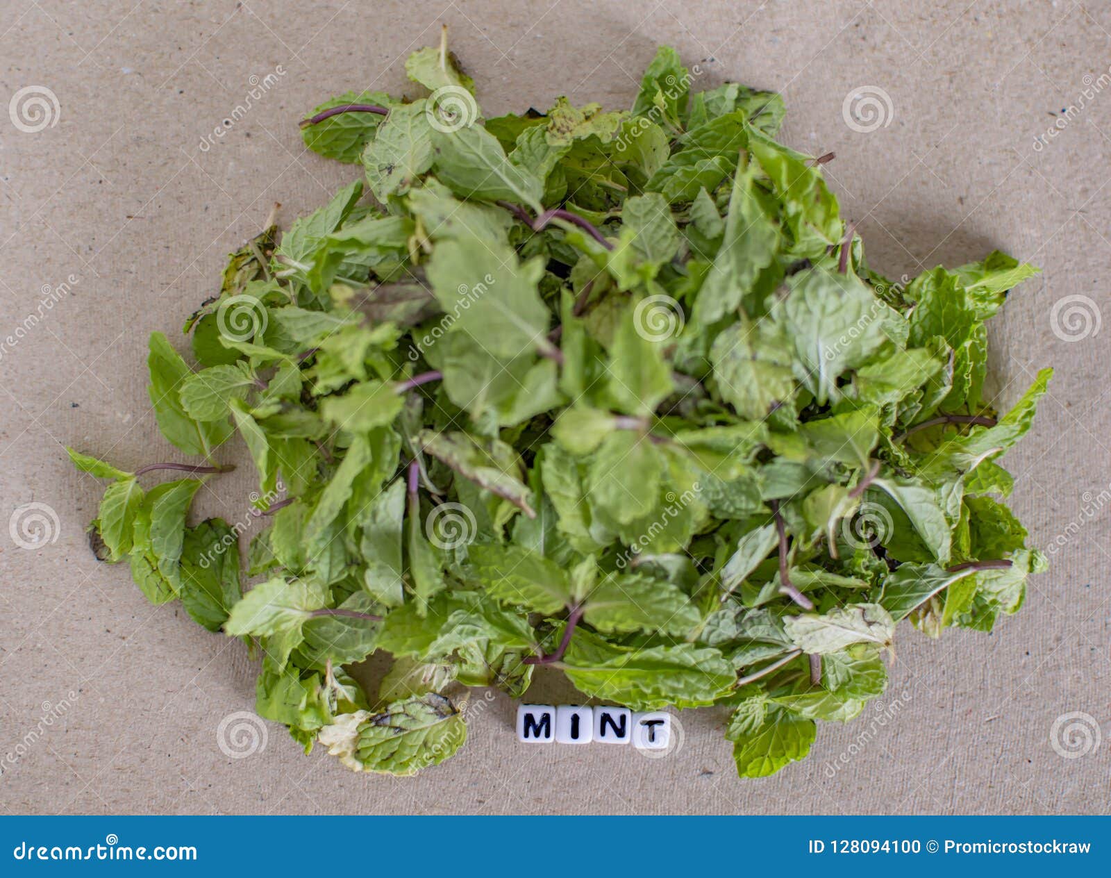 Mint Leaves with Text Message and Label Stock Photo - Image of healthy ...