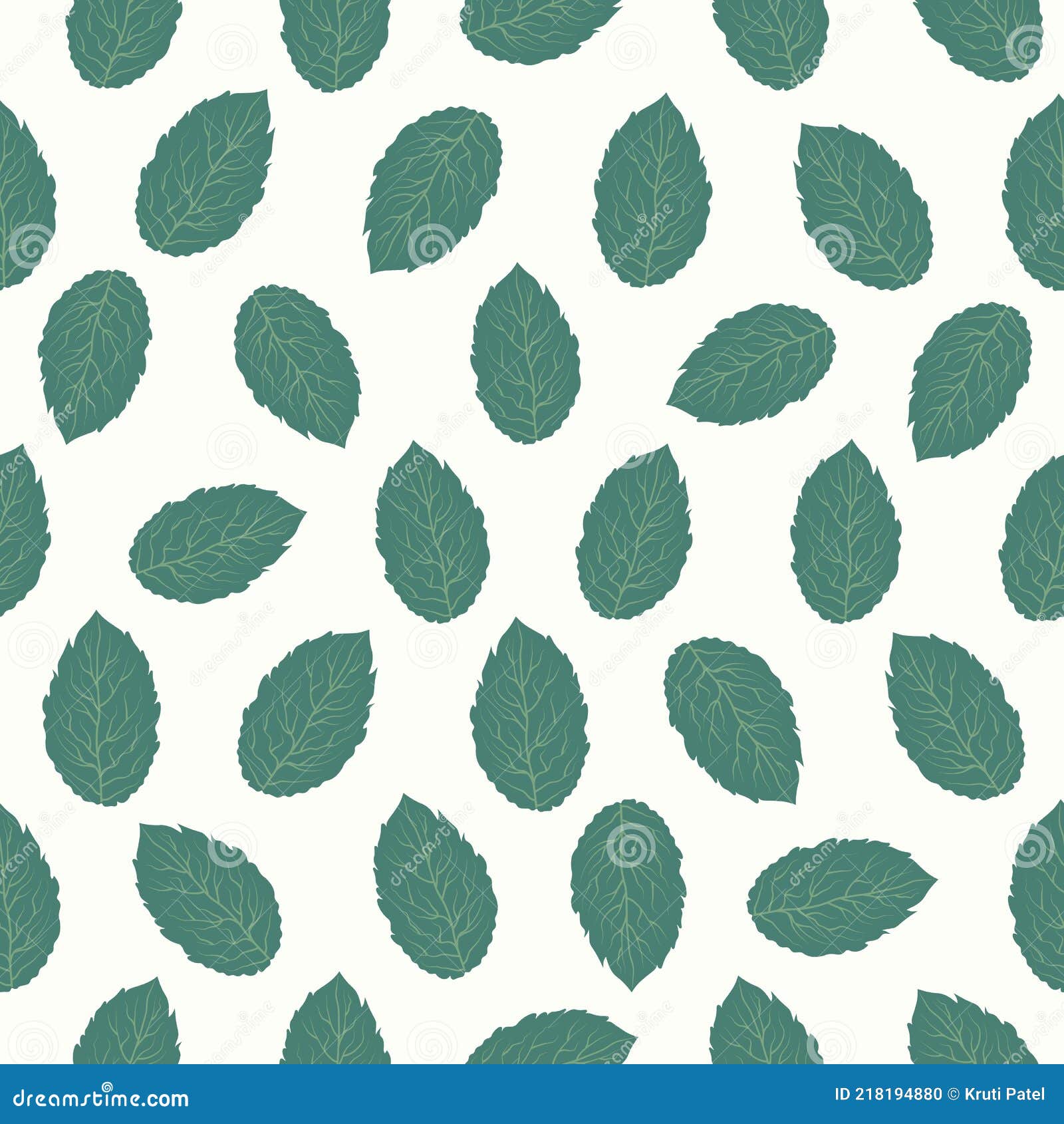 Mint Leaves Vector Repeat Pattern on White Stock Vector - Illustration ...