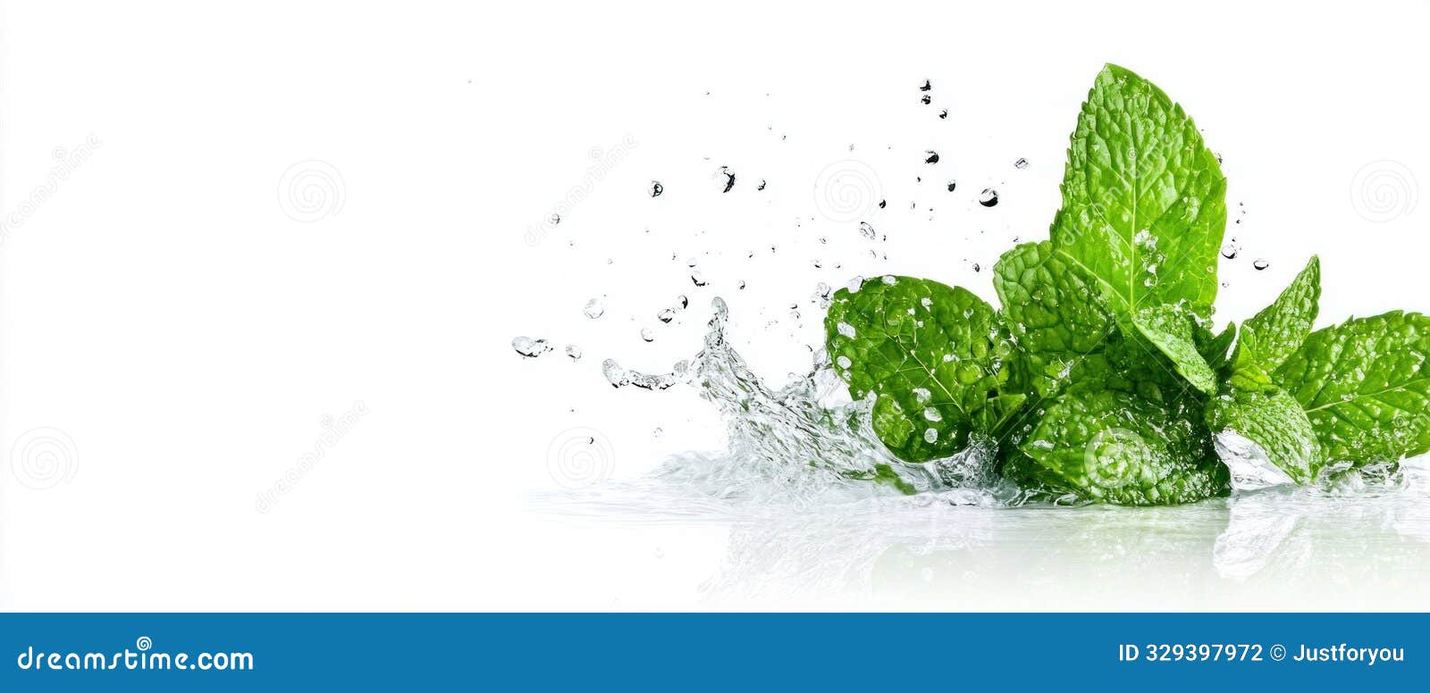 Mint Leaves with Water Splash on White Background. Generative Ai Stock ...