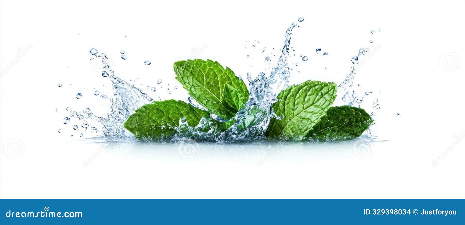 Mint Leaves with Water Splash on White Background. Generative Ai Stock ...