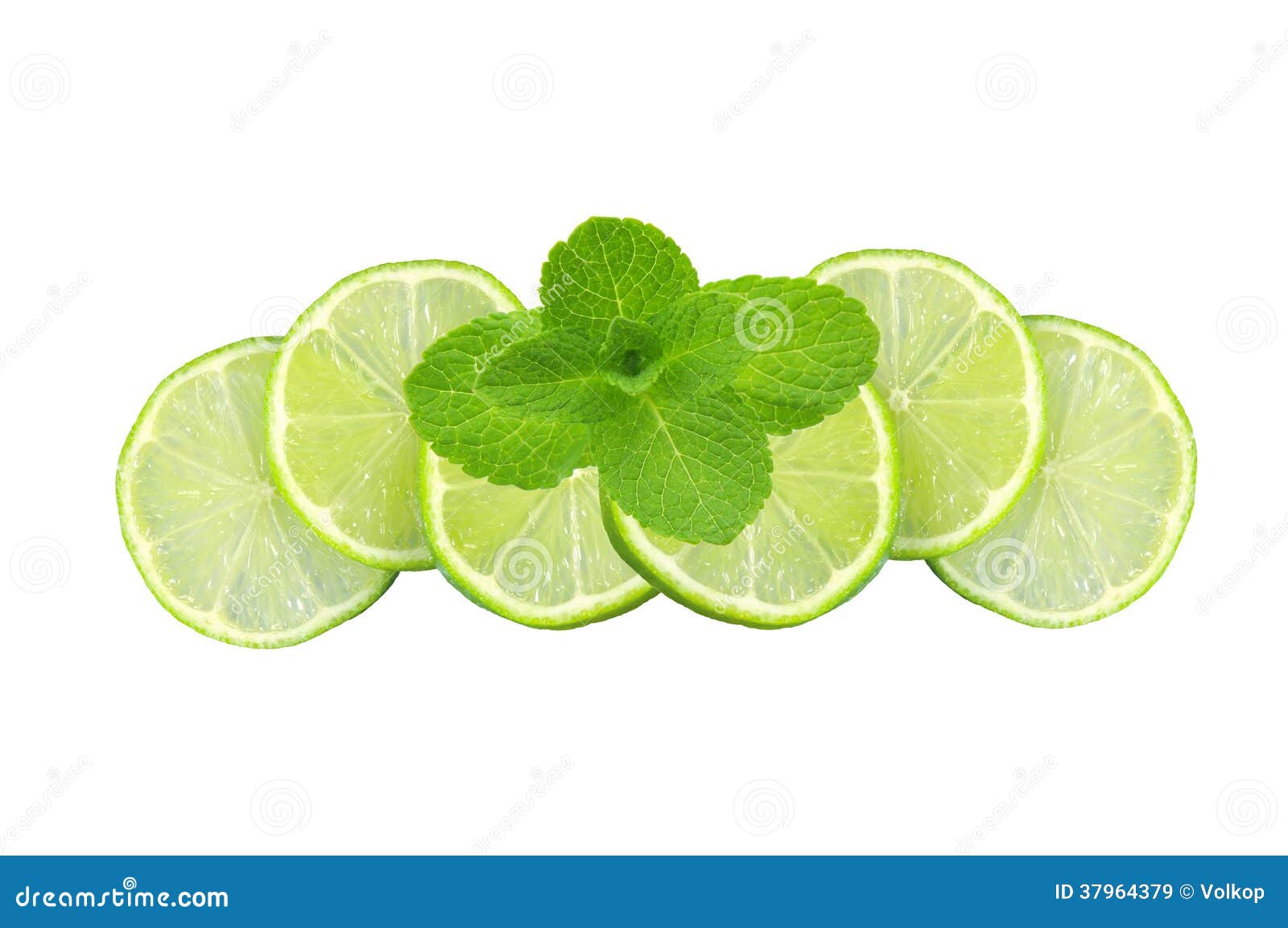 Mint with Lime Sliced Isolated on White Stock Image - Image of ...