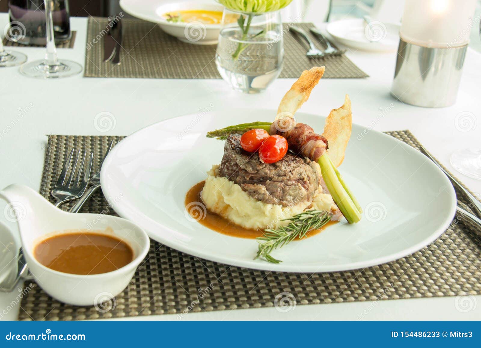 Mint Meat Steak and Mash Potato Stock Image - Image of lunch, grill ...