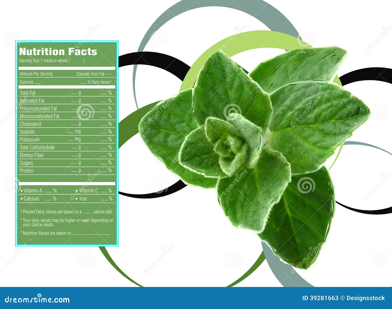 Mint nutrition facts stock vector. Illustration of juicy - 39281663