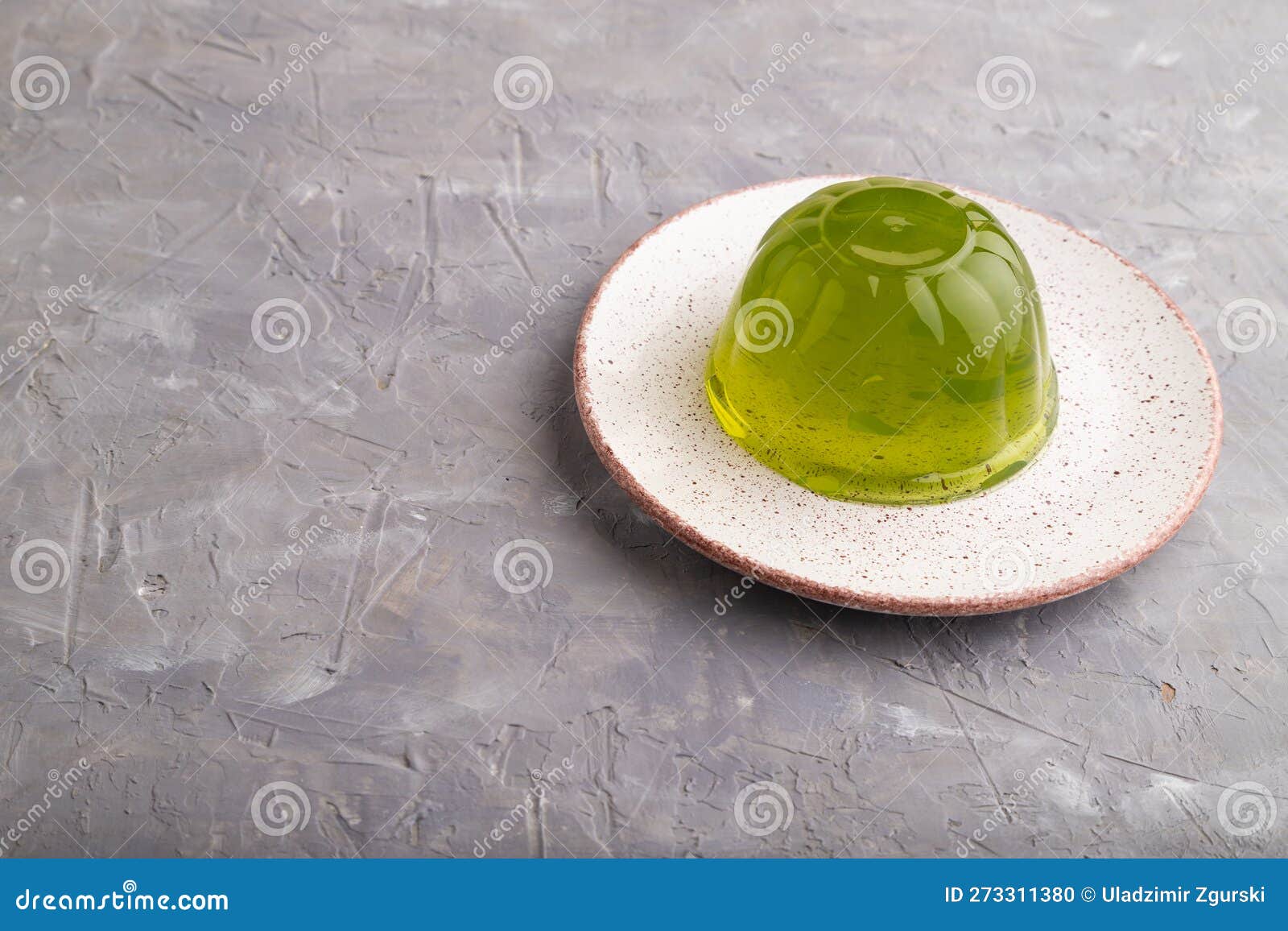 Mint and Raspberry Green Jelly on Gray Concrete. Side View, Copy Space ...