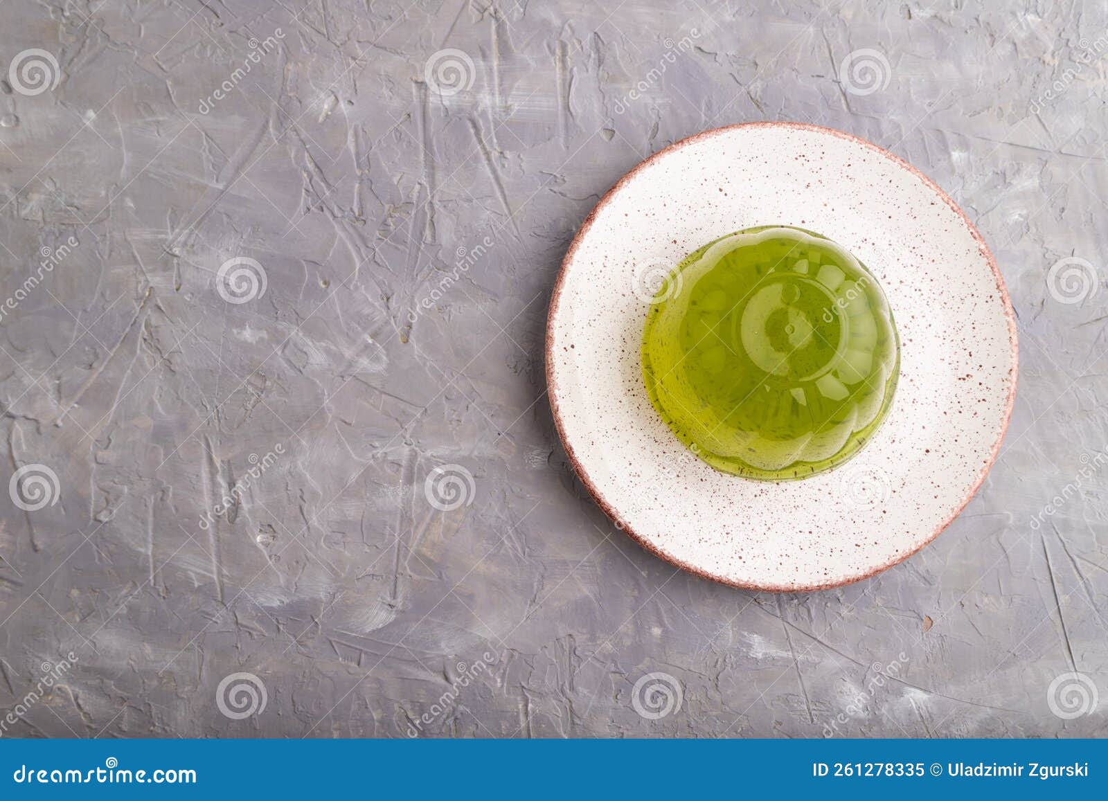 Mint and Raspberry Green Jelly on Gray Concrete. Top View, Copy Space ...