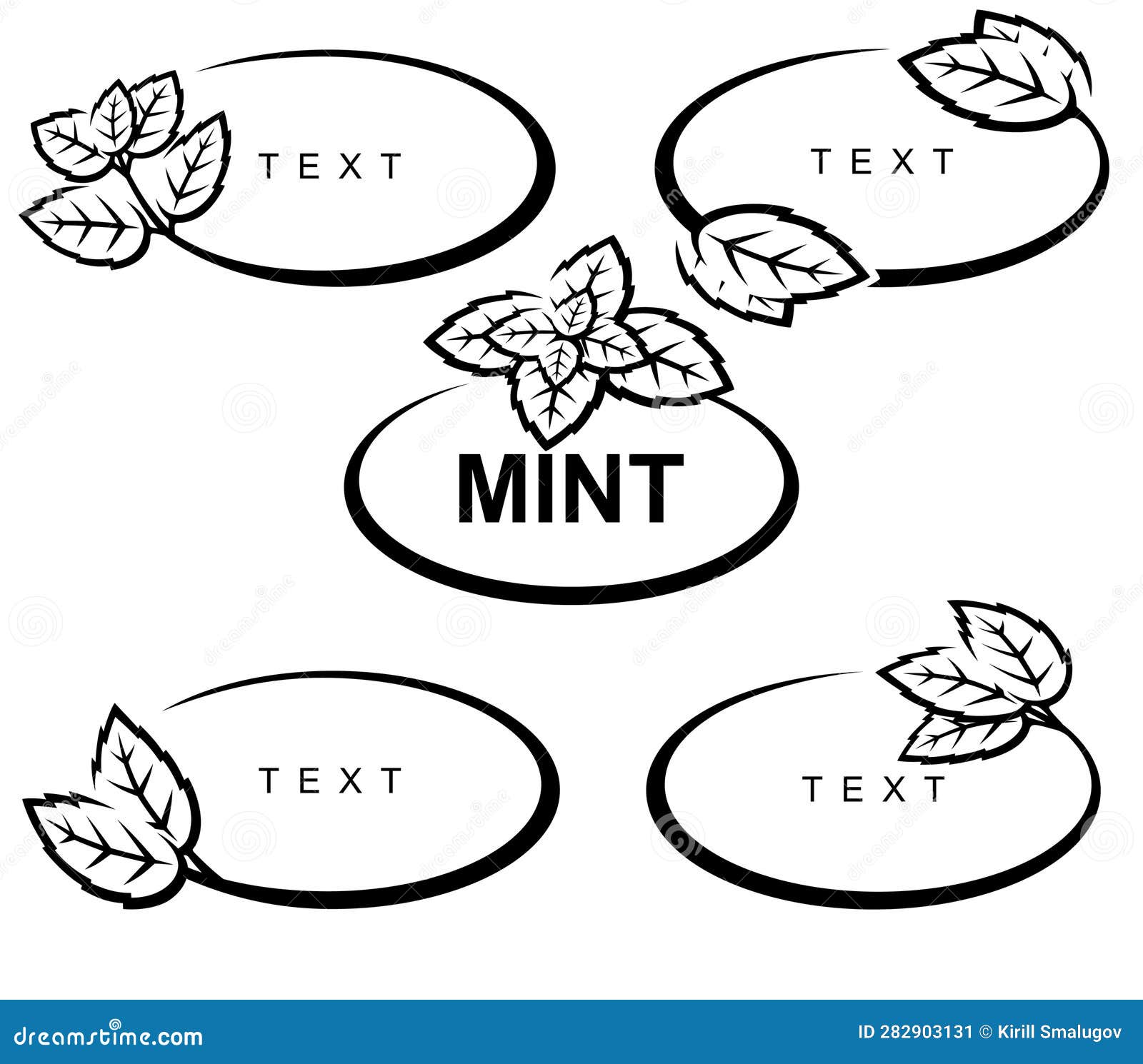 Mint Set. Collection Mint Leaves Frame Stock Vector - Illustration of ...