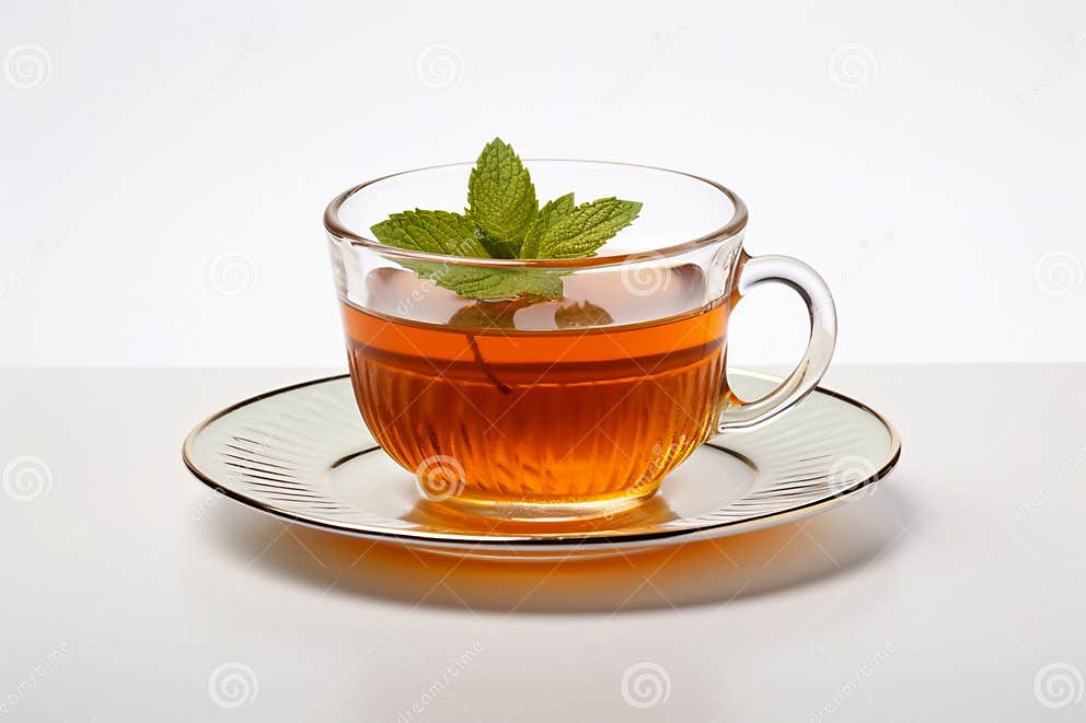 Mint Tea Cup on White Background Stock Image - Image of closeup ...