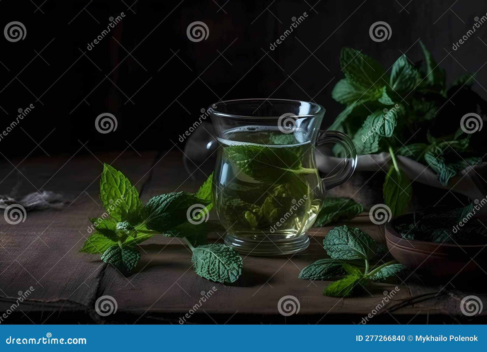 Mint Tea on a Dark Background. Neural Network AI Generated Stock ...