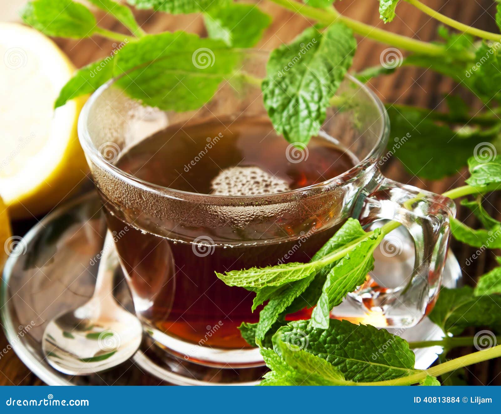 Mint Tea stock photo. Image of lemon, natural, brown - 40813884