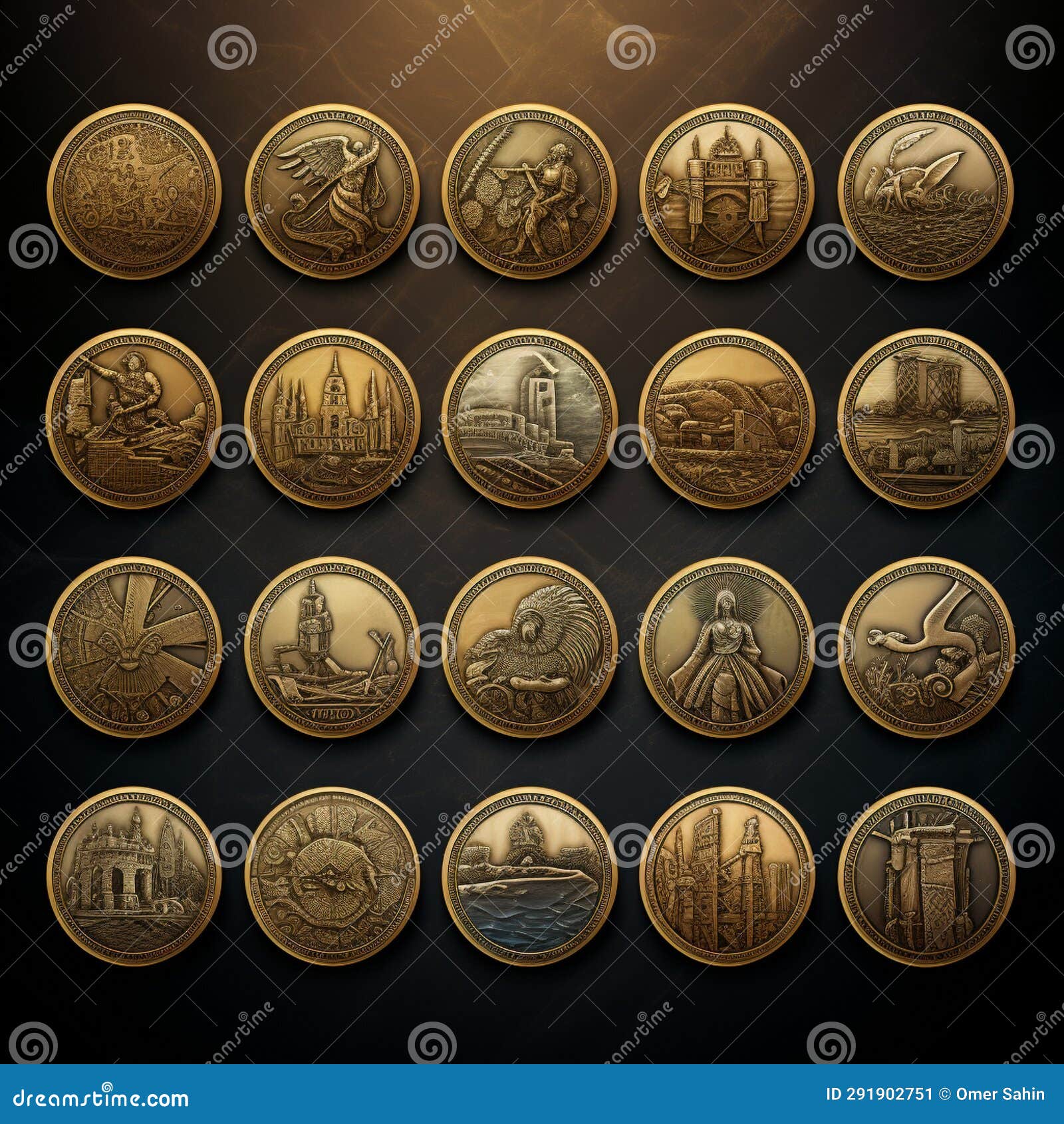 Minted Narratives: Illustrating the Evolution of Coin Design Stock ...