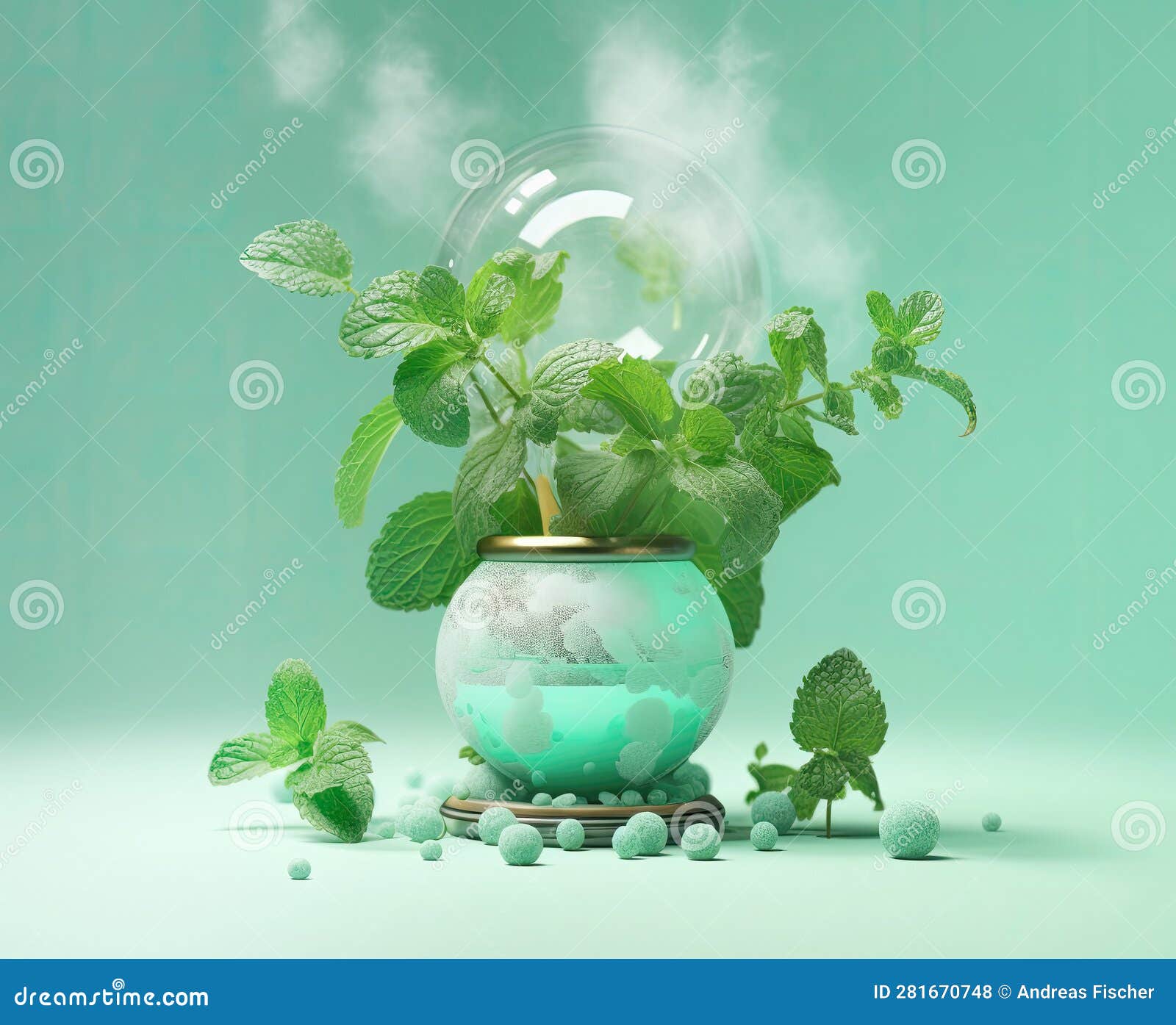 Minty Freshness, Mint Leaves on Mint Background. Stock Illustration ...