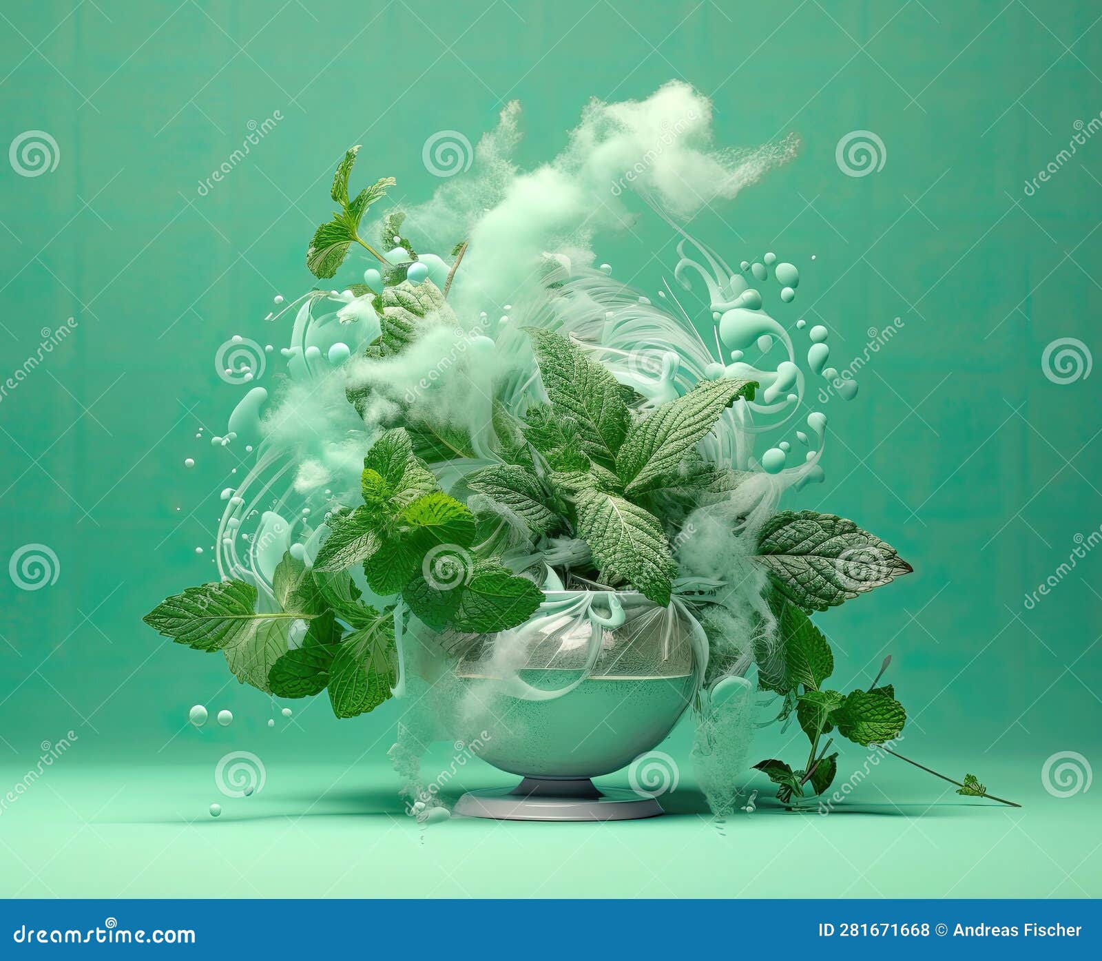 Minty Freshness, Mint Leaves on Mint Background. Stock Illustration ...