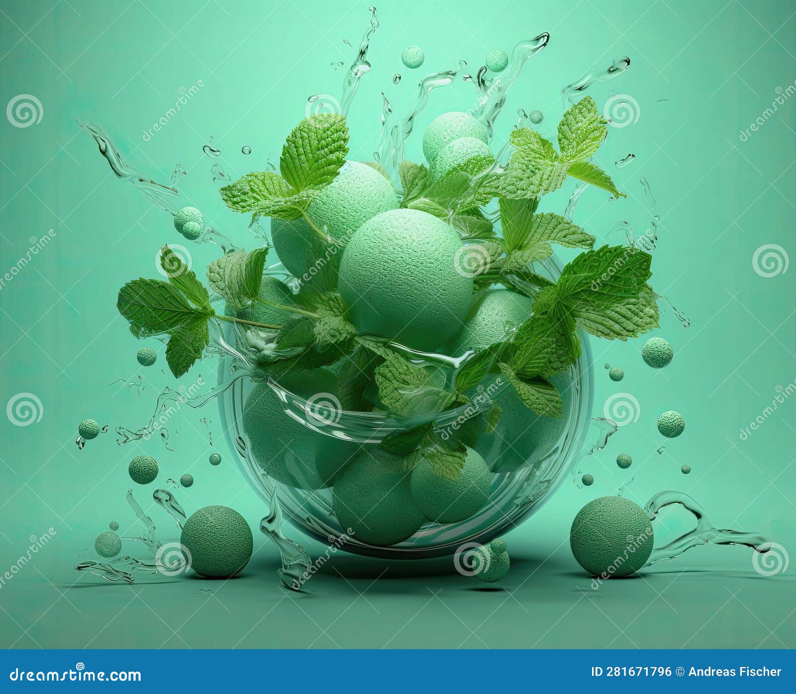 Minty Freshness, Mint Leaves on Mint Background. Stock Illustration ...