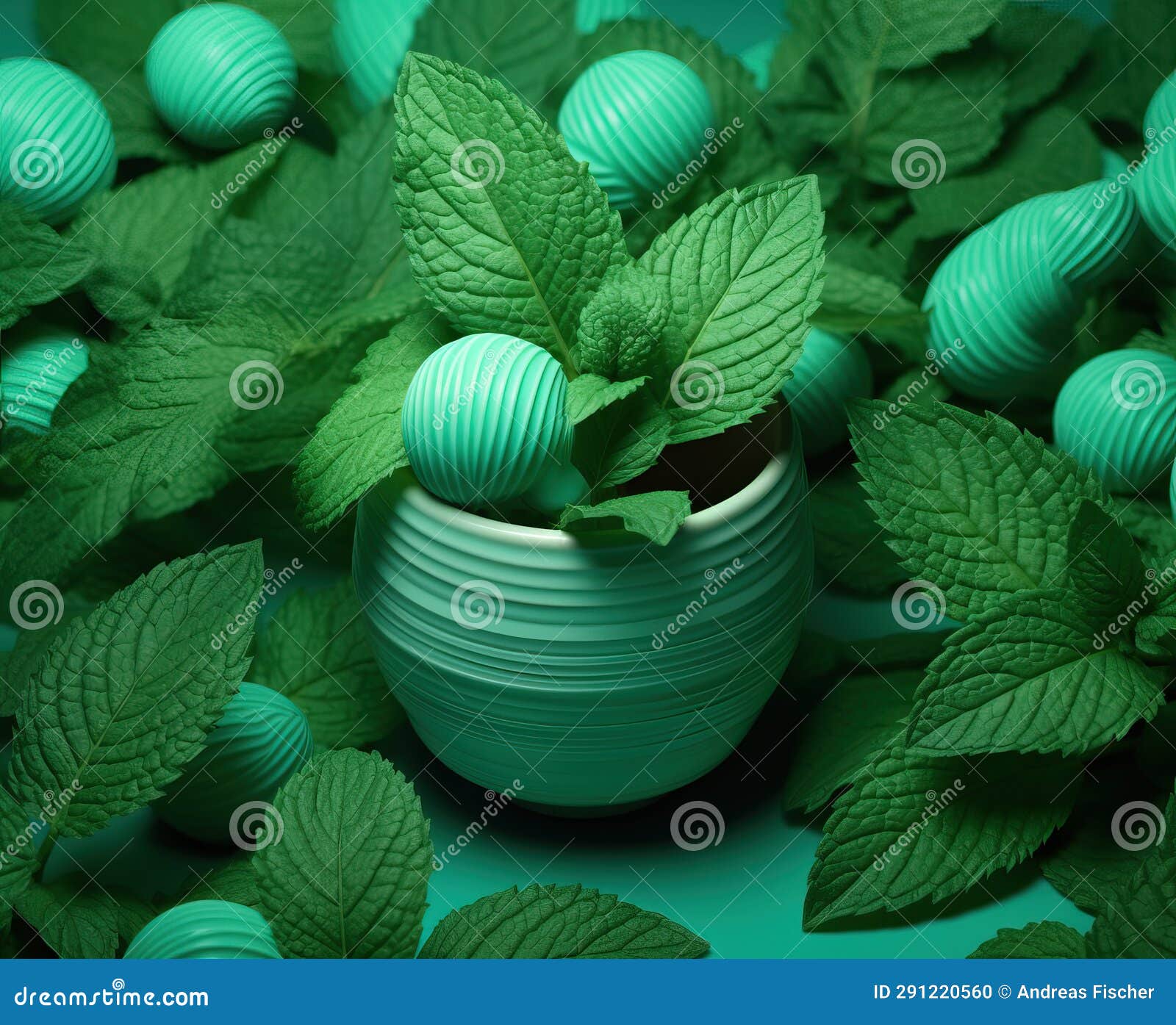 Minty Freshness, Mint Leaves on Mint Background. Stock Photo - Image of ...