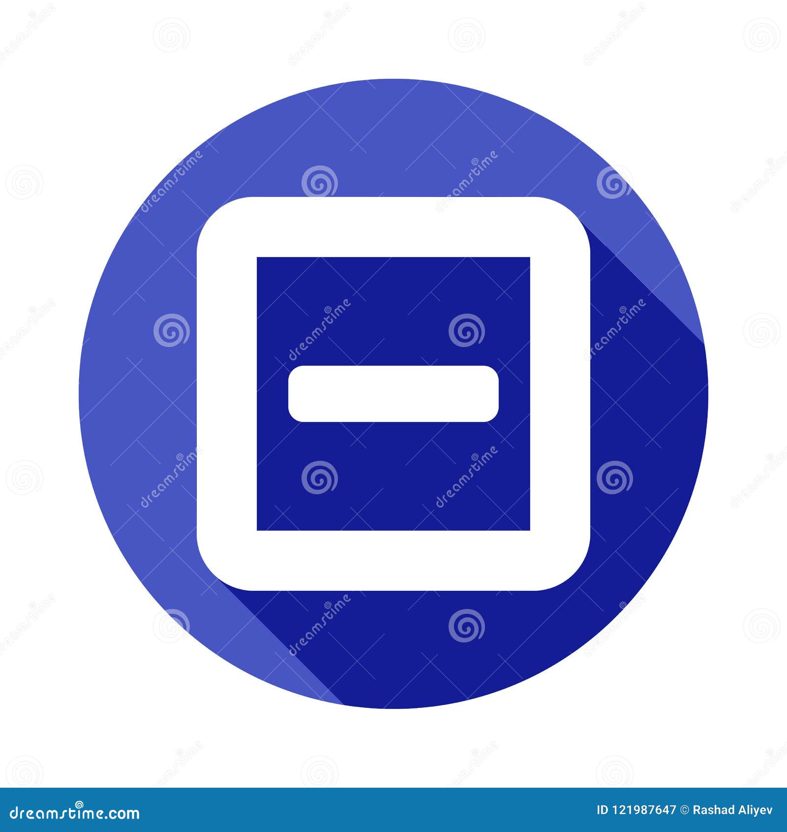 Minus in the Box Icon in Flat Long Shadow Style Stock Illustration ...